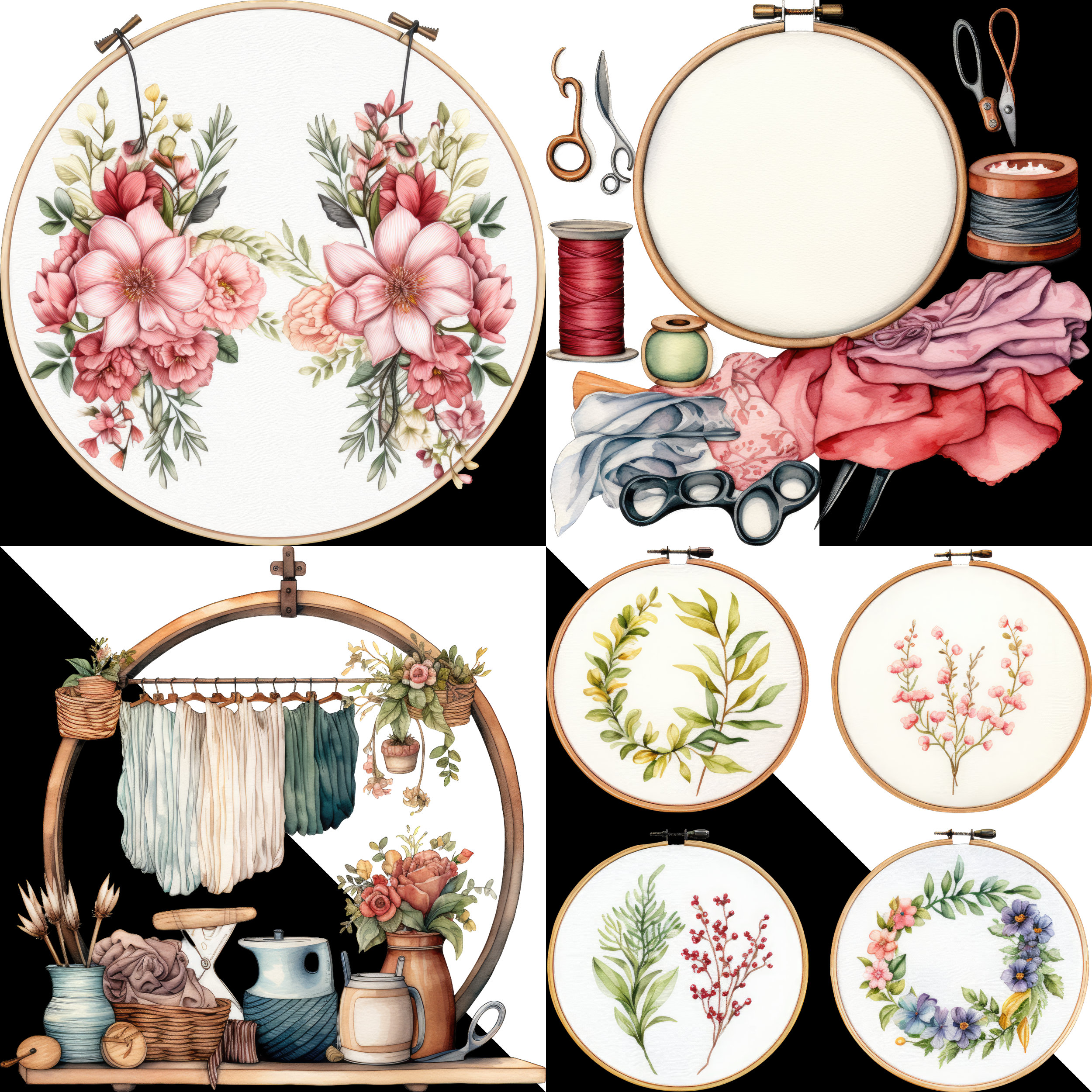 Vantage Embroidery Hoops Homemaking PNG Clipartsewing Decor - Etsy