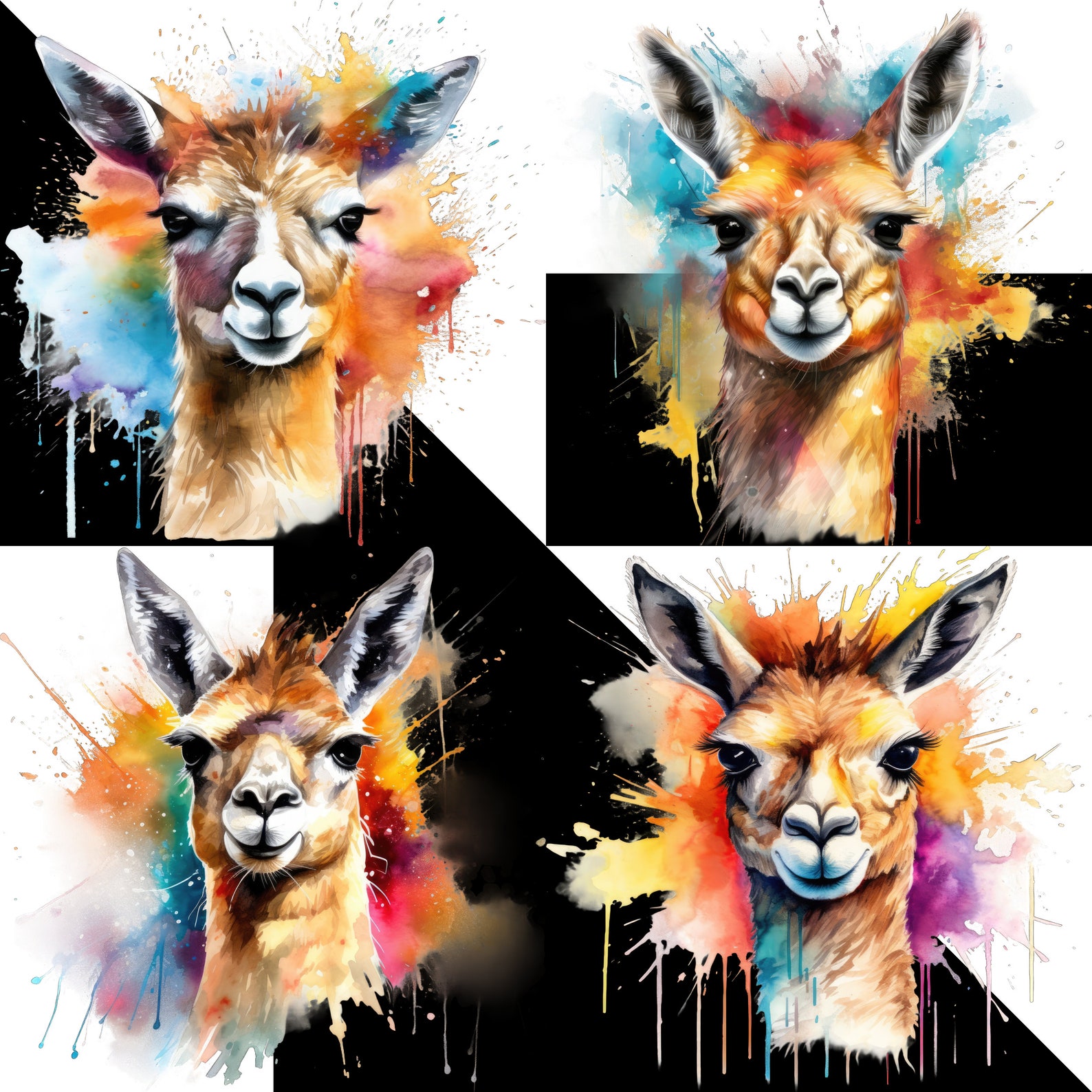 Guanaco Lightning Clipart, Llama Lightning Duo: Guanaco Clipart Set ...