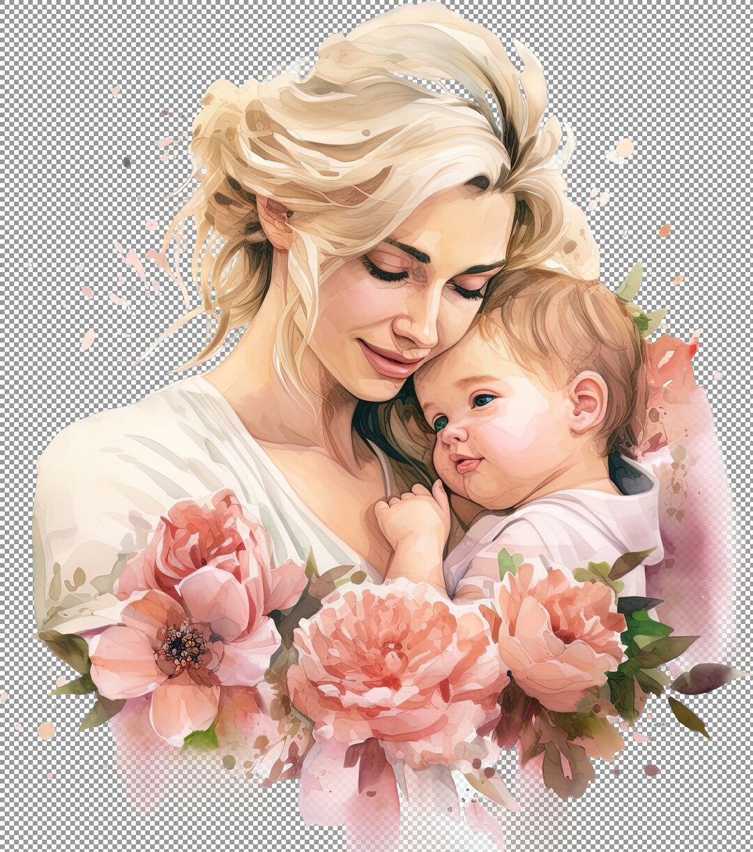 Mother and Baby Clipart, Mothers Day Clipart, Mother and Kids Clipart, Digital Sticker for Baby ...