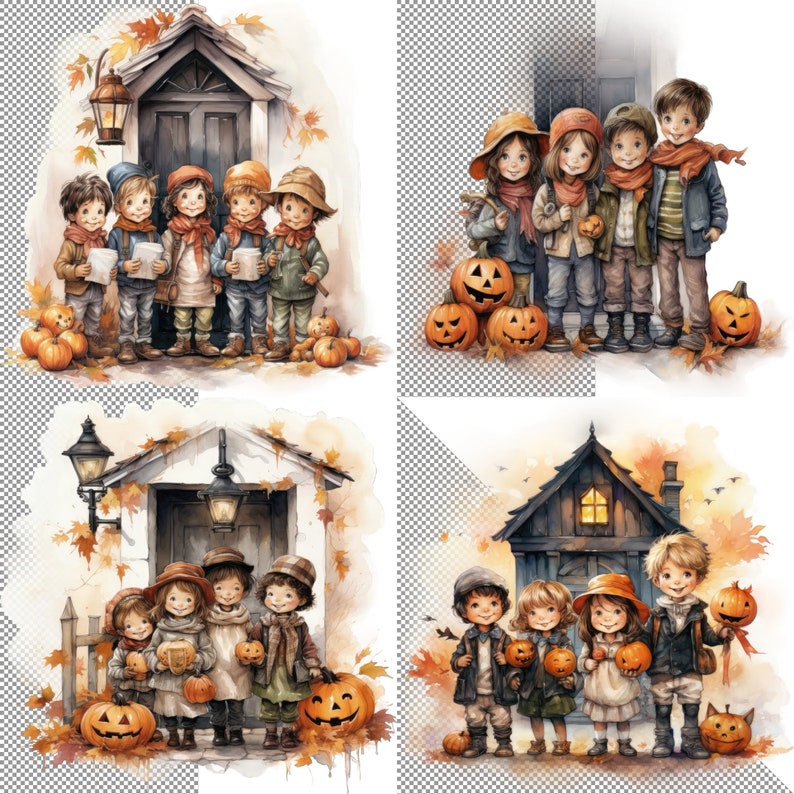 Halloween Kids Clipart, Trick-or-treat Clipart, Pumpkin Clipart, Art ...