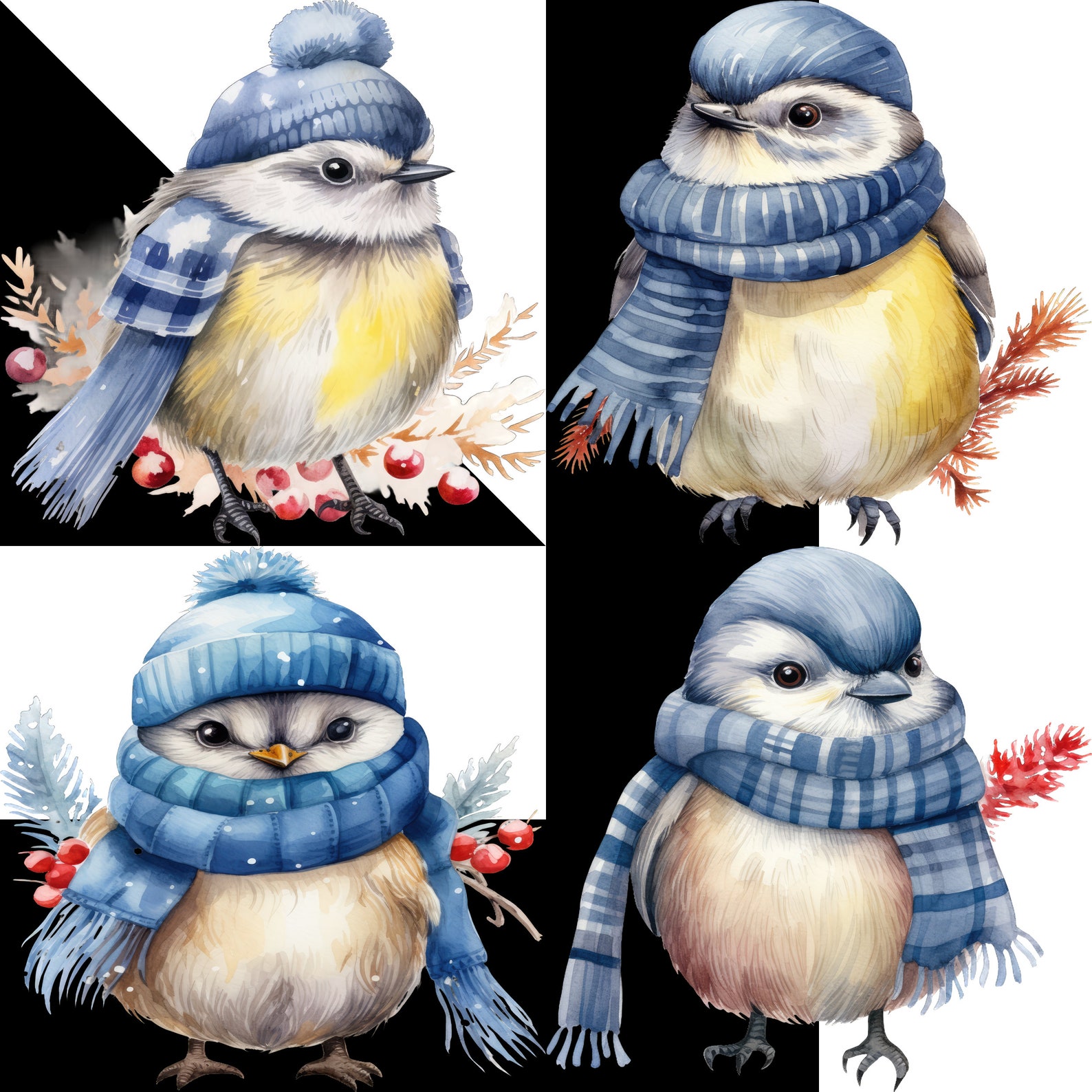 Christmas Winter Clothes Gray Bluetit PNG Clipart, Christmas Blue ...