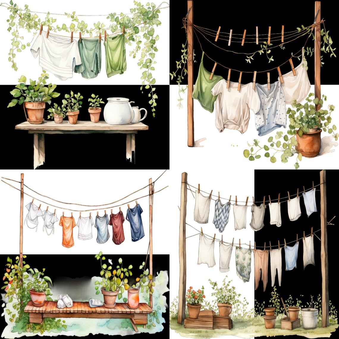 Vantage Clothes Lines Homemaking PNG Clipart, Vintage Laundry Tools ...