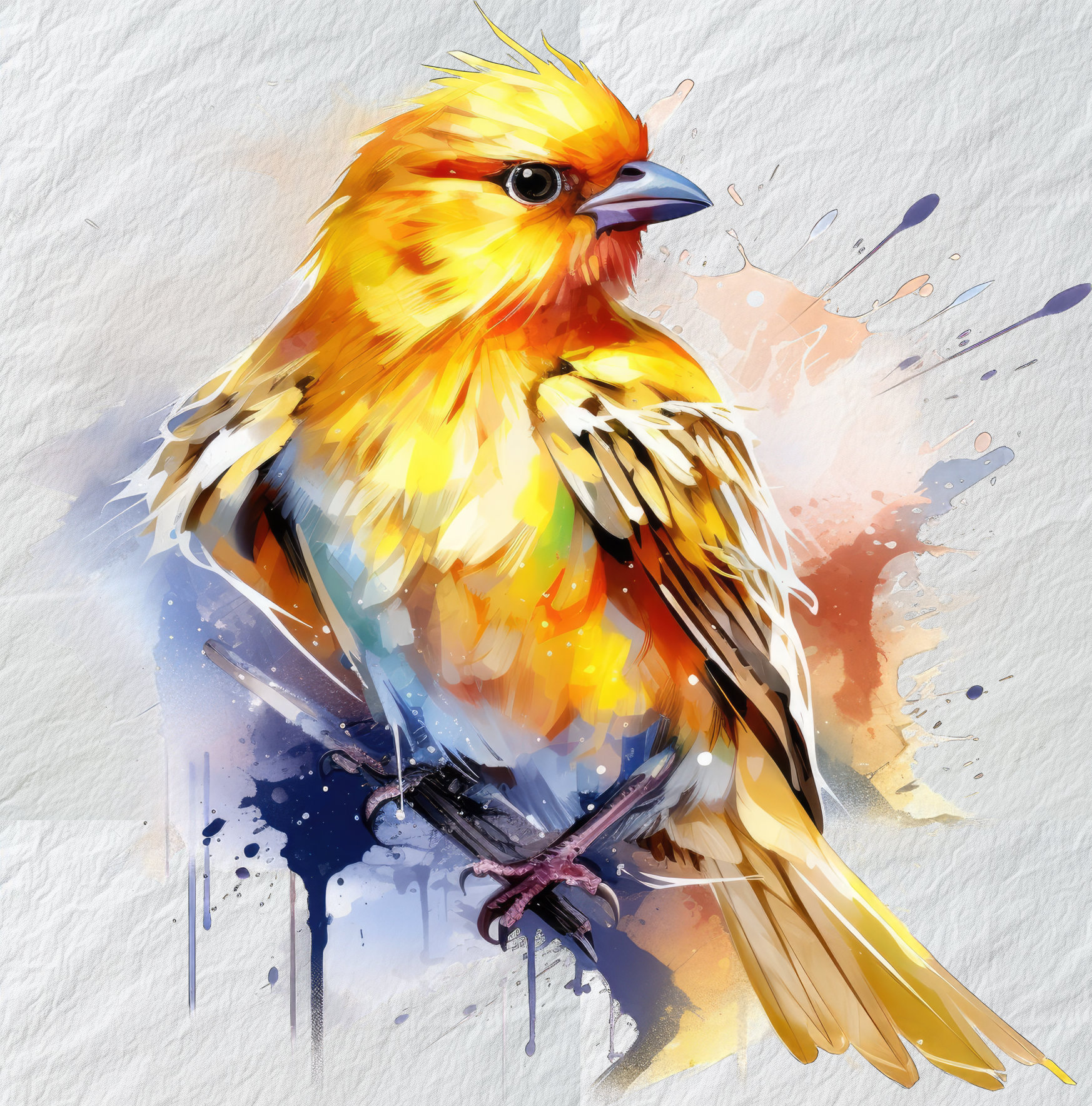 Canary's Melodic Lightning,bird Wall Art,nature Canary Art,melodic ...