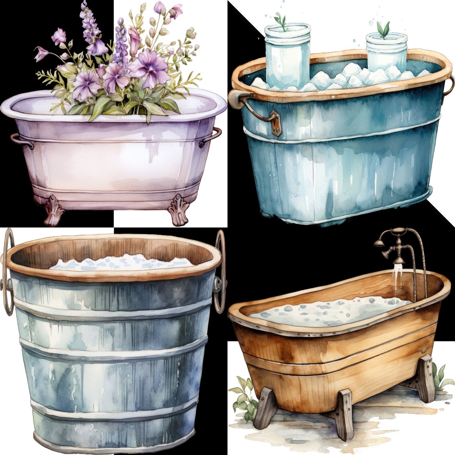 Vantage Fashioned Wash Tubs Homemaking PNG Clipart,laundry Decor ...