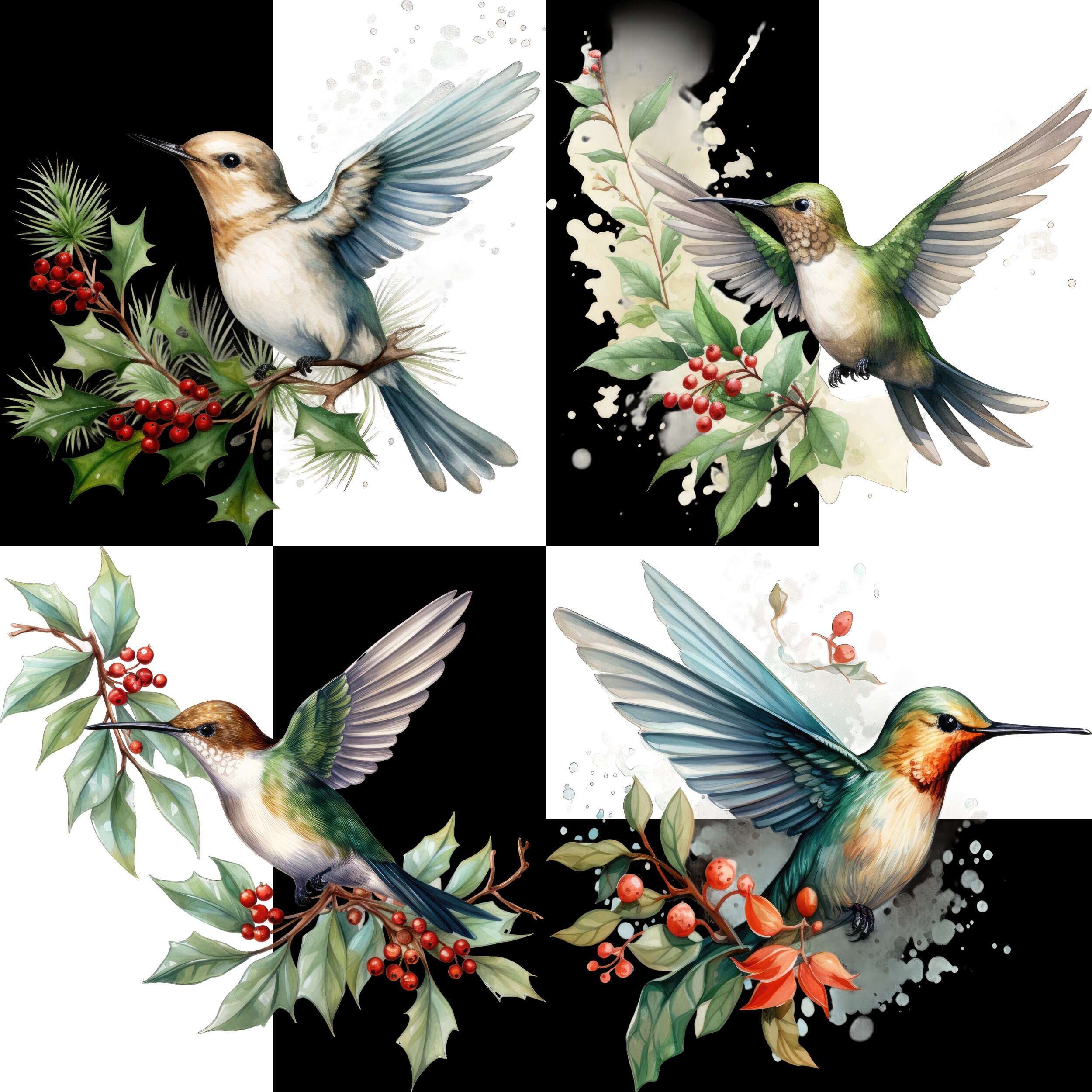 Christmas Heartwarming Hummingbird PNG Clipart,elegant Christmas ...