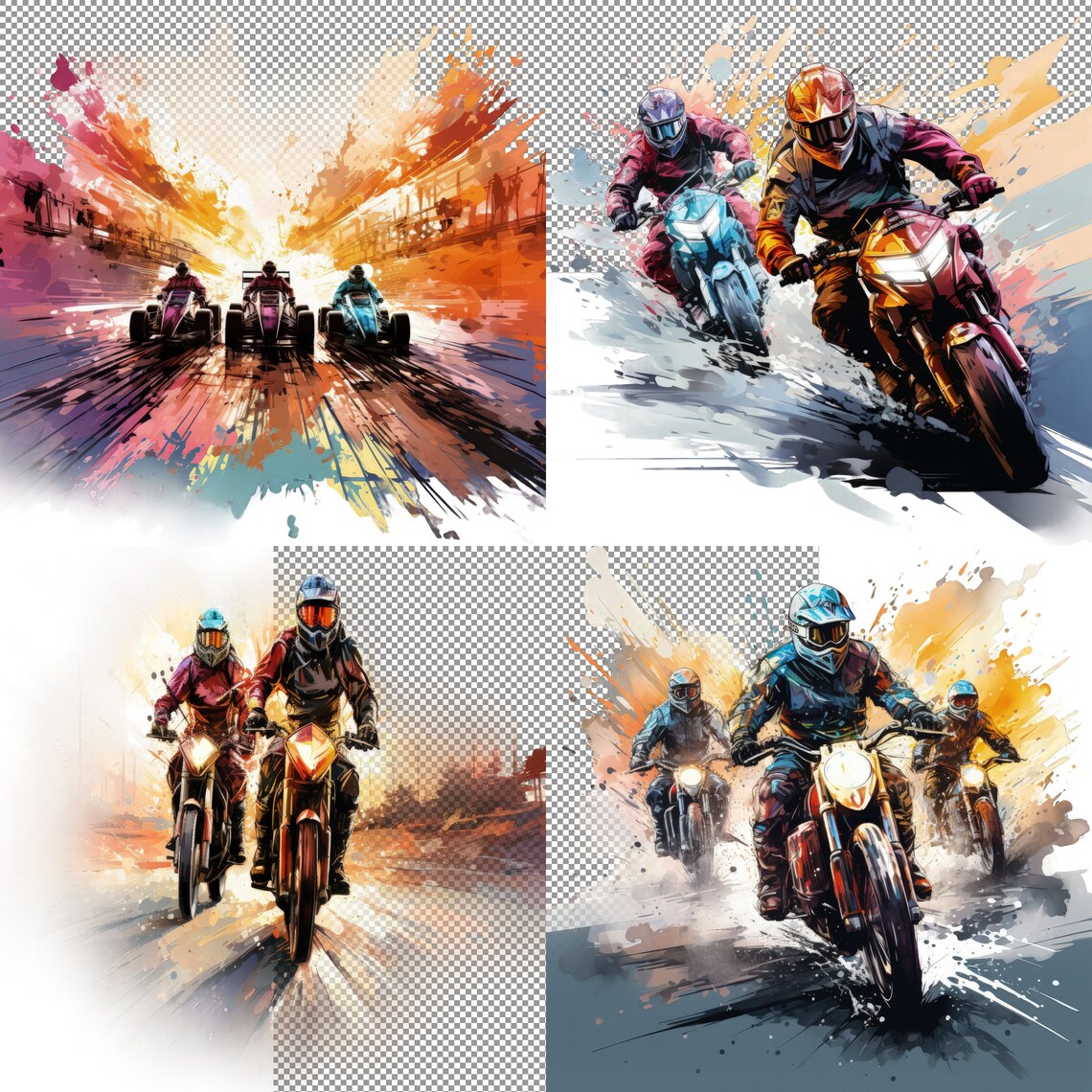 Speedway Shadows Racers Clipart, Motorbike Print PNG, Moto Racing ...