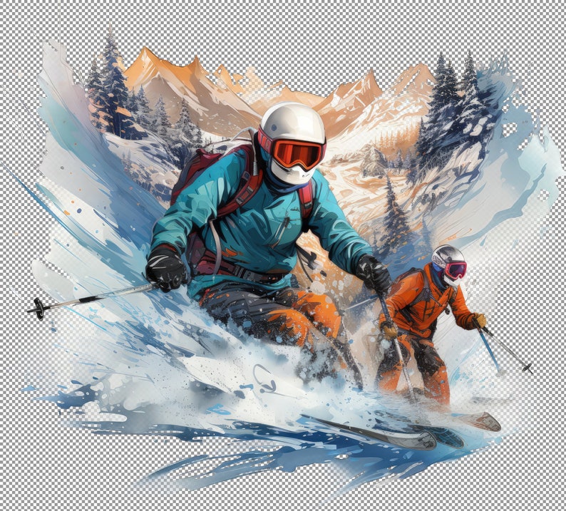 Winter Sports Wonderland Clipart, Digital Sticker for Vehicle, Snowy ...