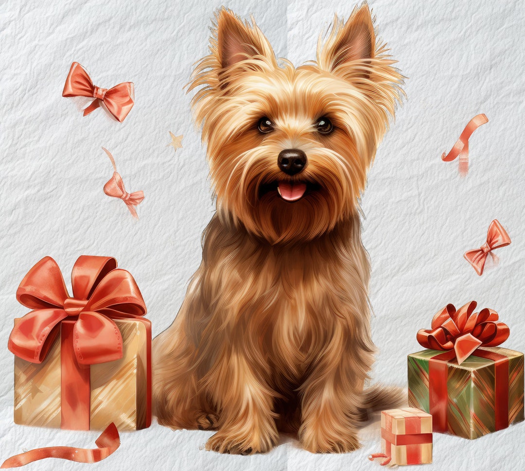 Gleeful Silky Terrier Holiday Bows Clipart, Holiday Bows Clip Art ...