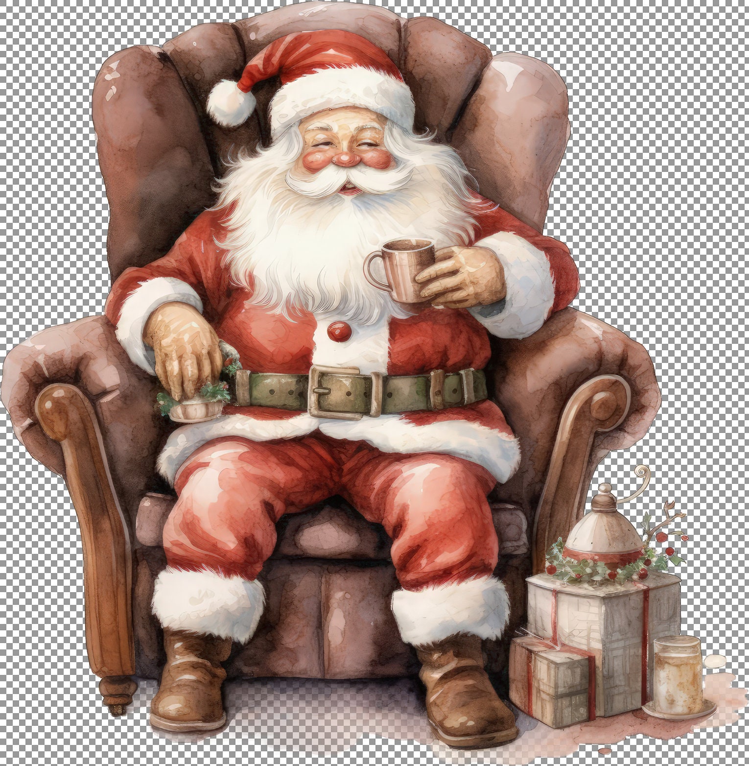 Christmas Santa Claus Clipart Cozy Colors Clipart Merry - Etsy