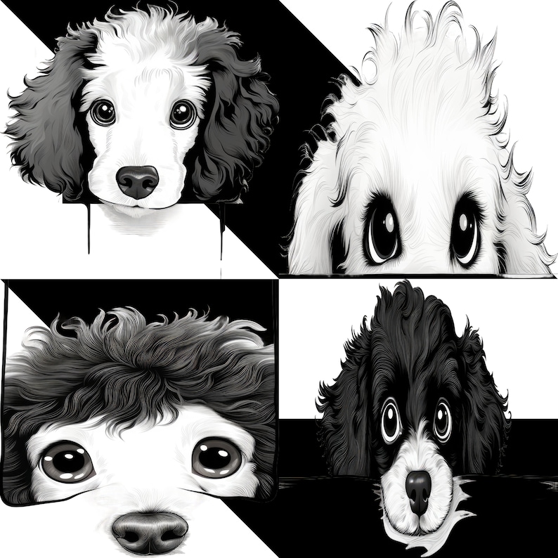 PEEKING Poodle Vector: Black Lines, Logo,minimalist Poodle Line Art ...