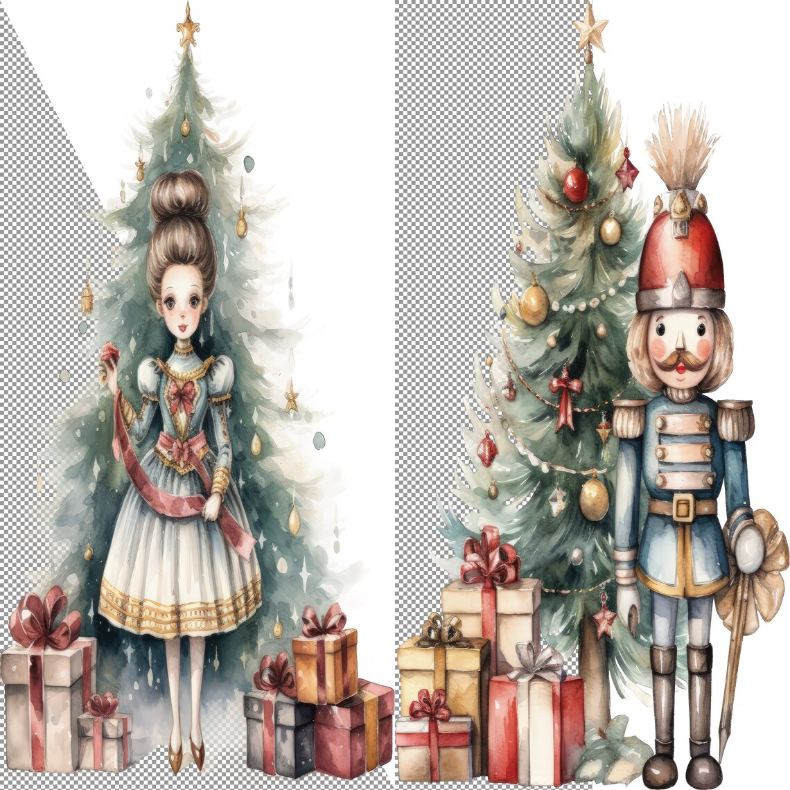 Christmas Nutcracker Clipart Christmas Tree Clipart Festive - Etsy