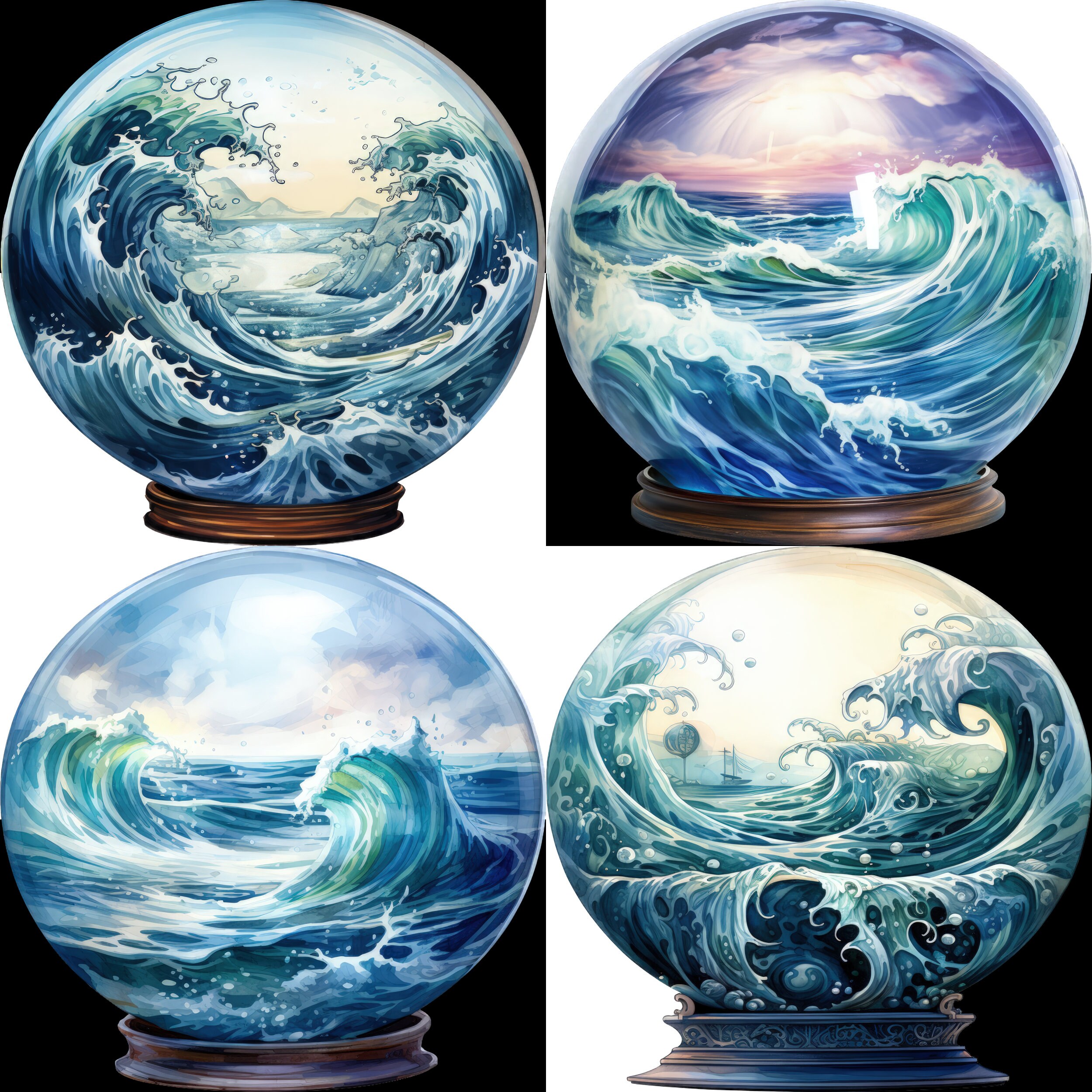 Beautiful Magical Ocean in Crystal Ball Clipart,magical Ocean Fantasy ...