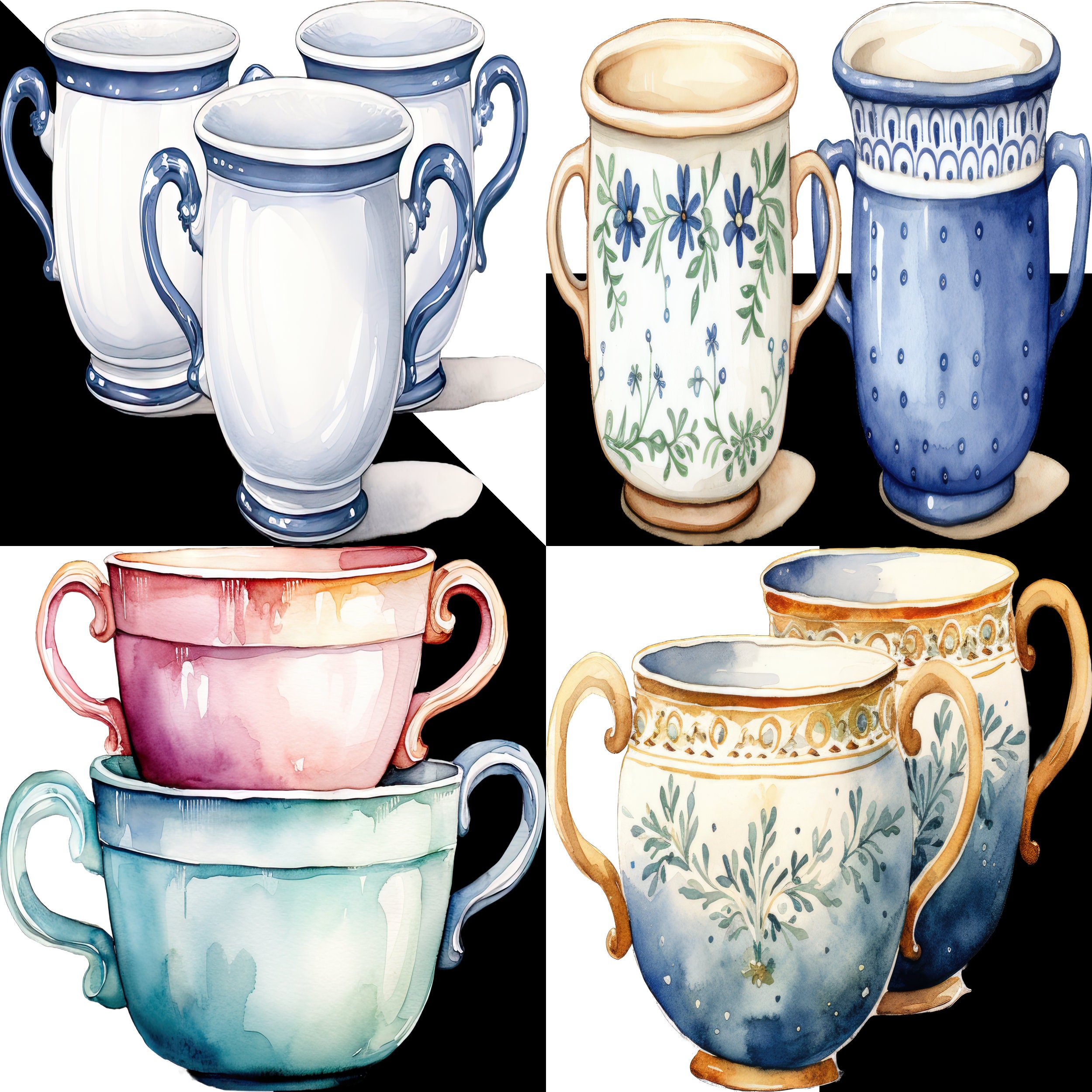 Vantage Chamber Pots Homemaking Watercolor PNG Clipart, Bathroom Decor ...