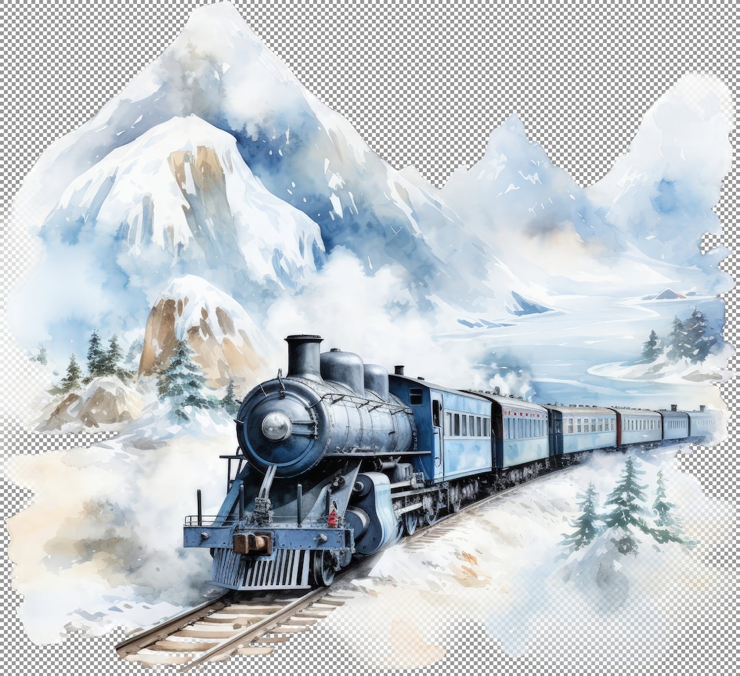 Polar Express Vintage Train Clipart, Images for Wall, Wall Art for ...
