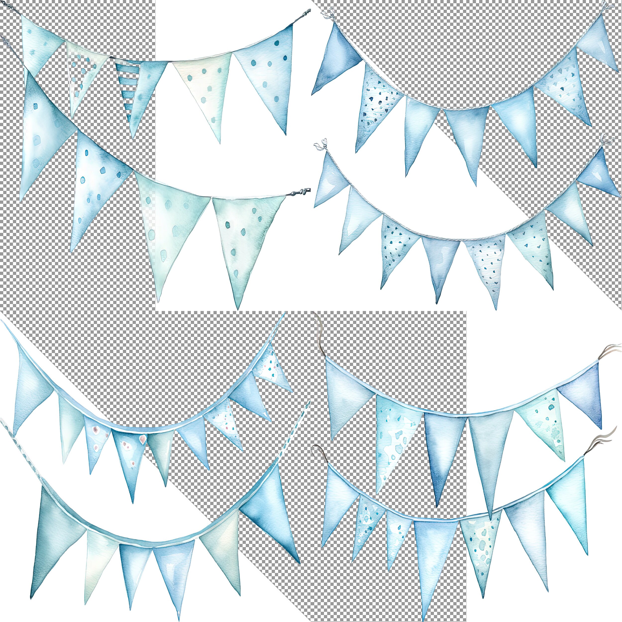 Baby Birthday Bunting Clipart, Pastel Watercolor Clipart, Watercolor ...