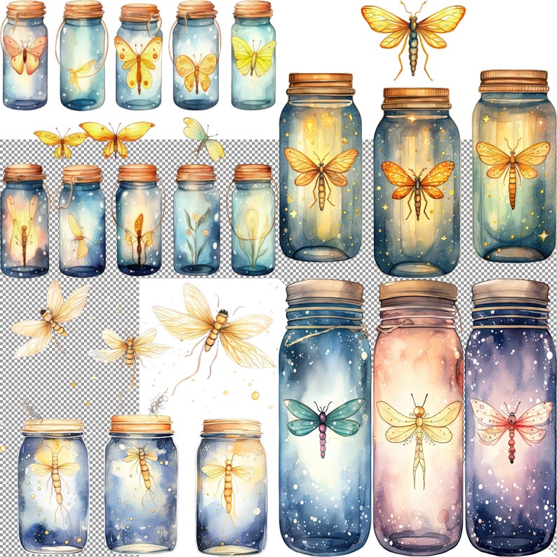 Firefly Jars Watercolor Clipart, Craft for Kids Printable, Picture for ...