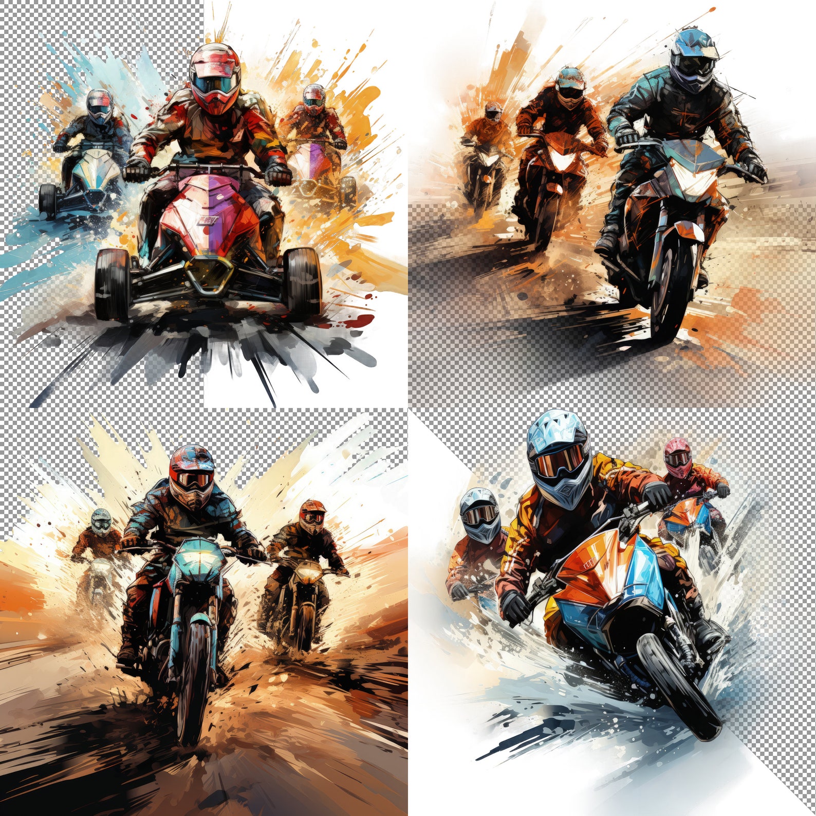 Speedway Shadows Racers Clipart, Motorbike Print PNG, Moto Racing ...