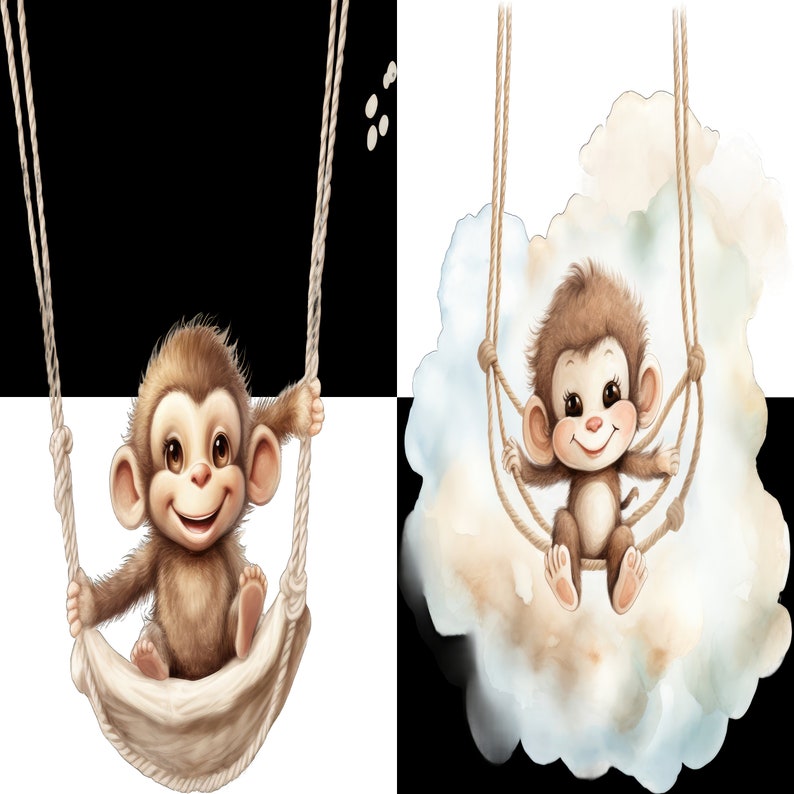 Joyful Monkey Hammock Art Print, Custom Monkey Hammock Painting, Hand ...