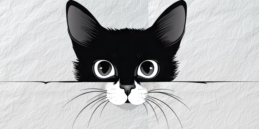 PEEKING Abyssinian Cat Vector in Black Lines PNG Clipart,cat Line Art ...