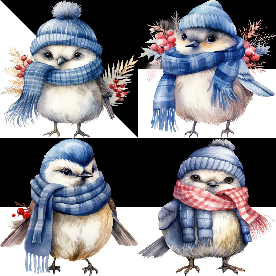 Christmas Winter Clothes Gray Bluetit PNG Clipart, Christmas Blue ...