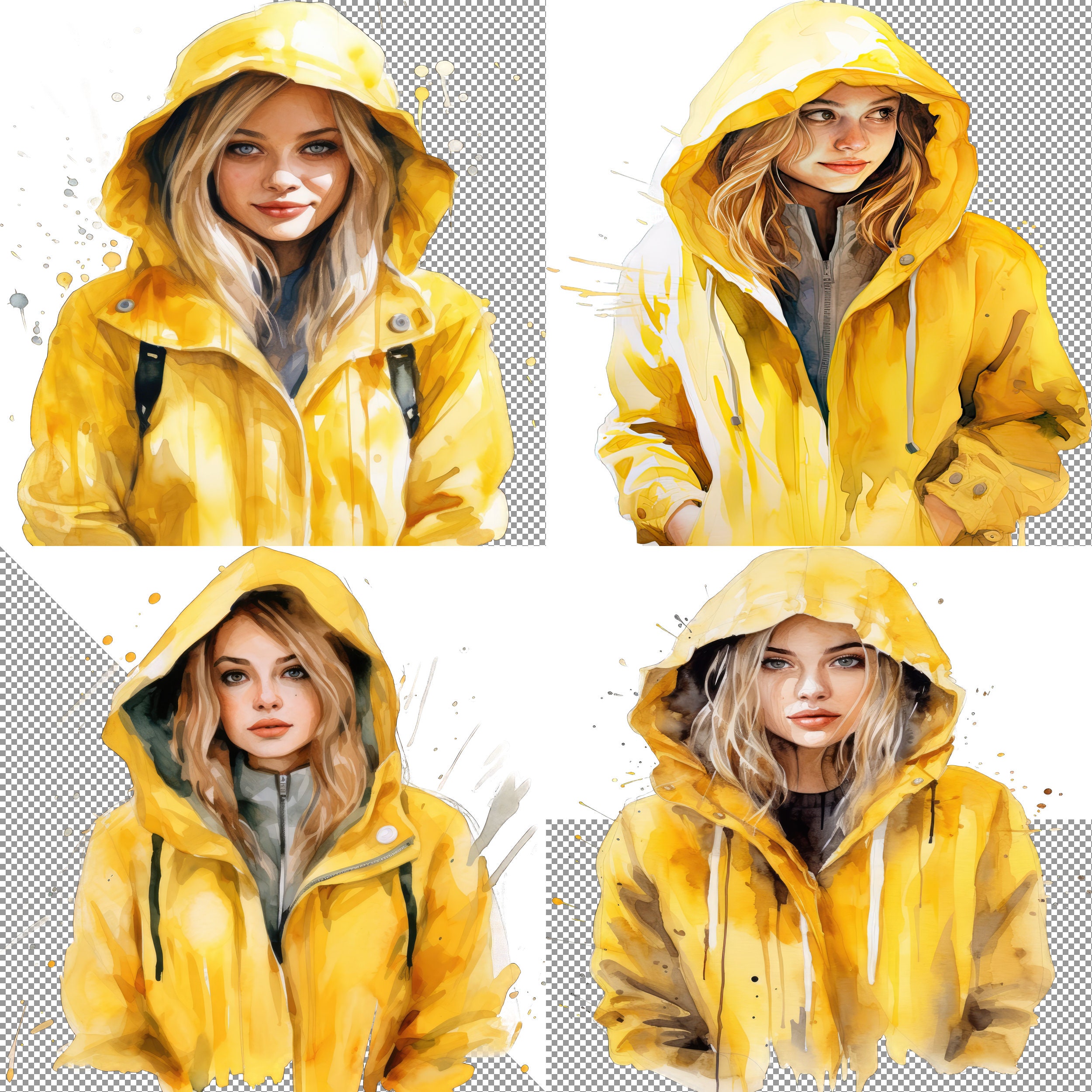 Girl in Yellow Raincoat Clipart, Poster for School, Wall Art for A ...