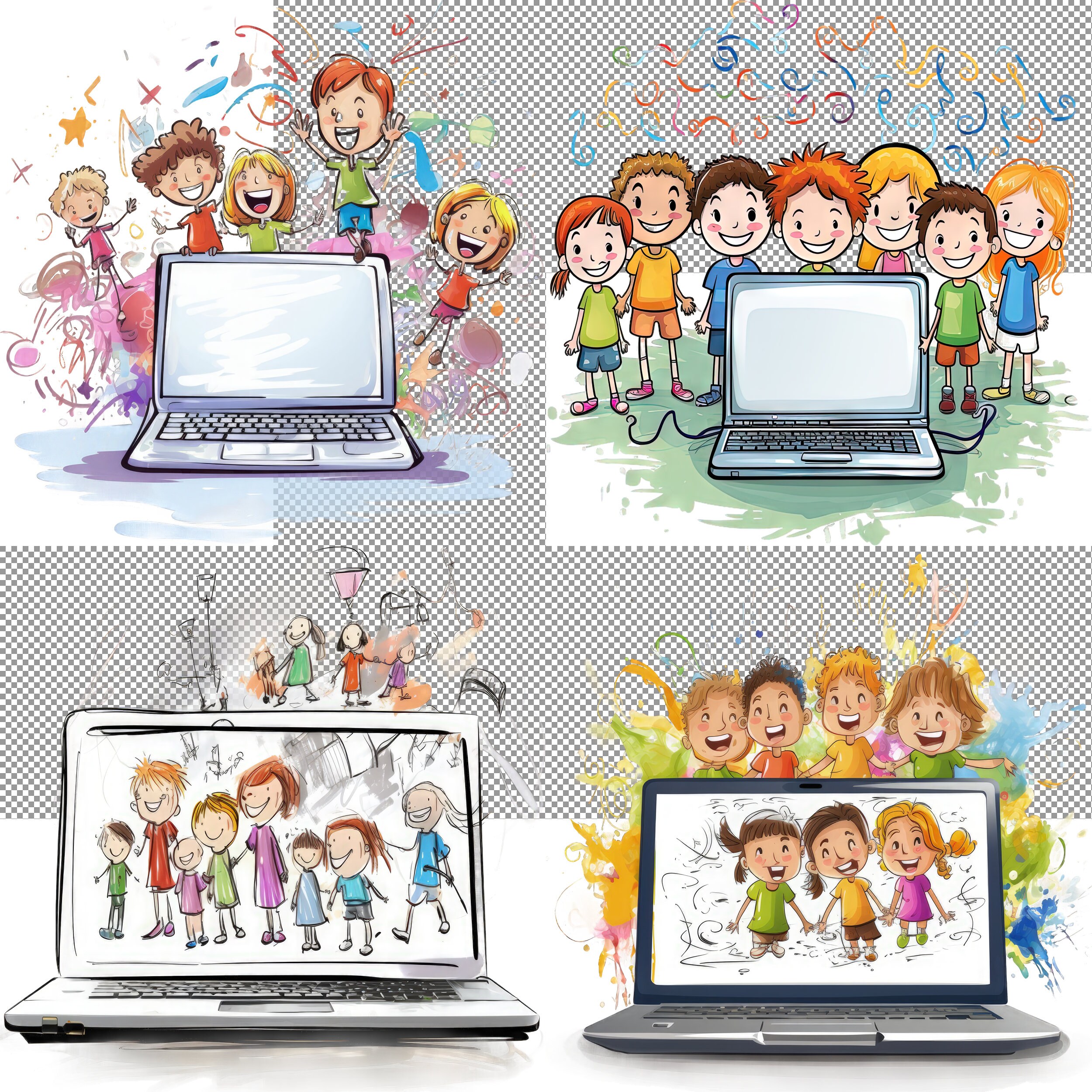 Children Scribbles Clipart Kids' Doodles Clip Art - Etsy