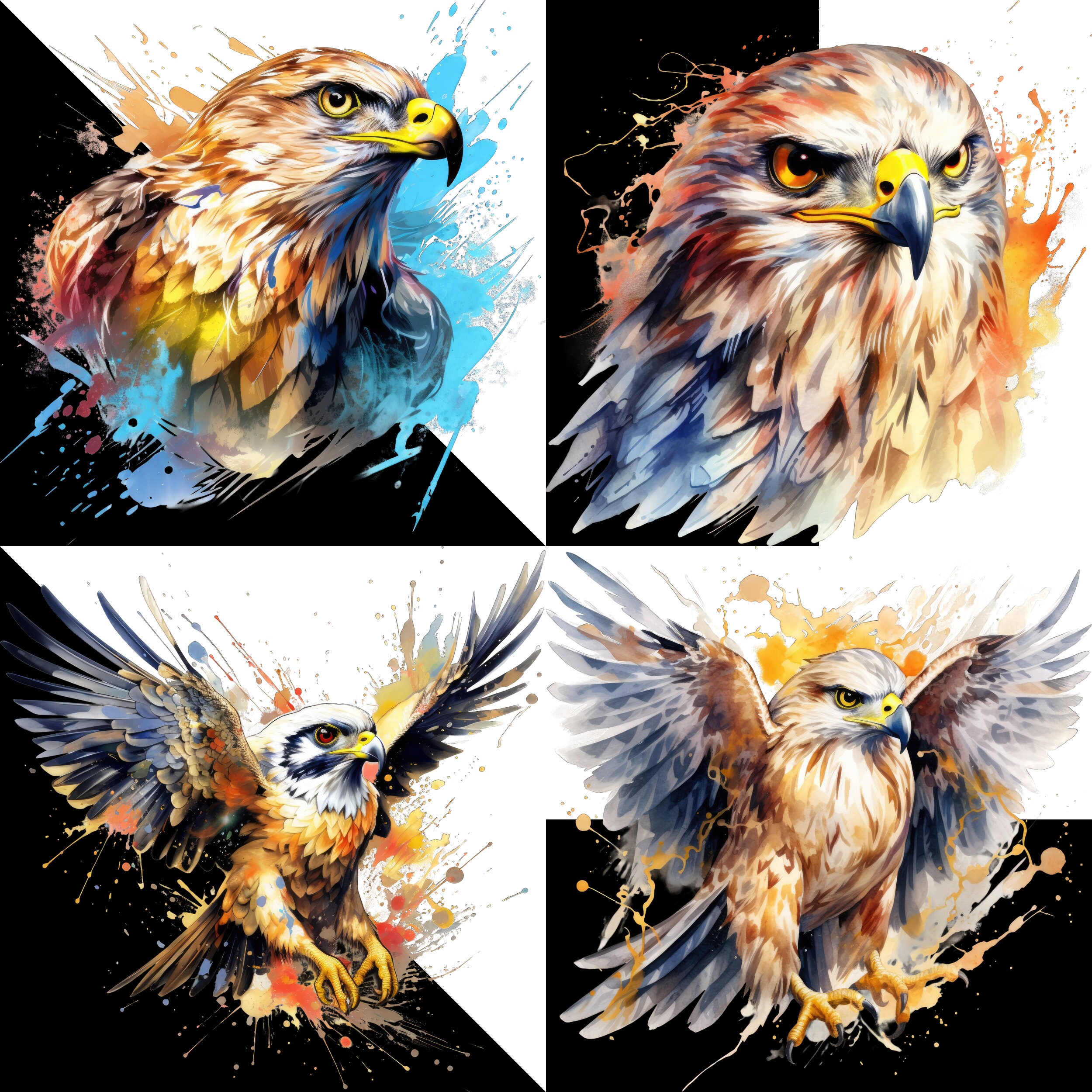 Falcon Lightning Clipart, Falcon Lightning Bolt Art, Majestic Bird of ...