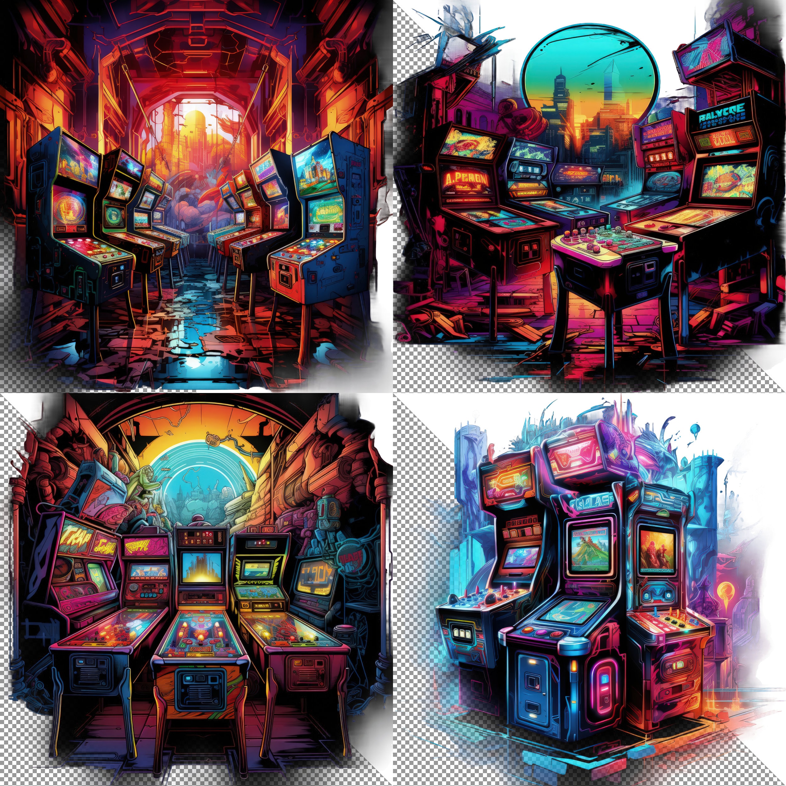 Retro Game Arcade Clipart, Nostalgia Arcade Clipart Set: Classic Games ...