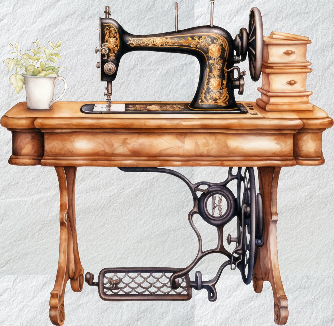 Vantage Treadle Sewing Machine PNG Clipart,sewing Decor Clipart ...