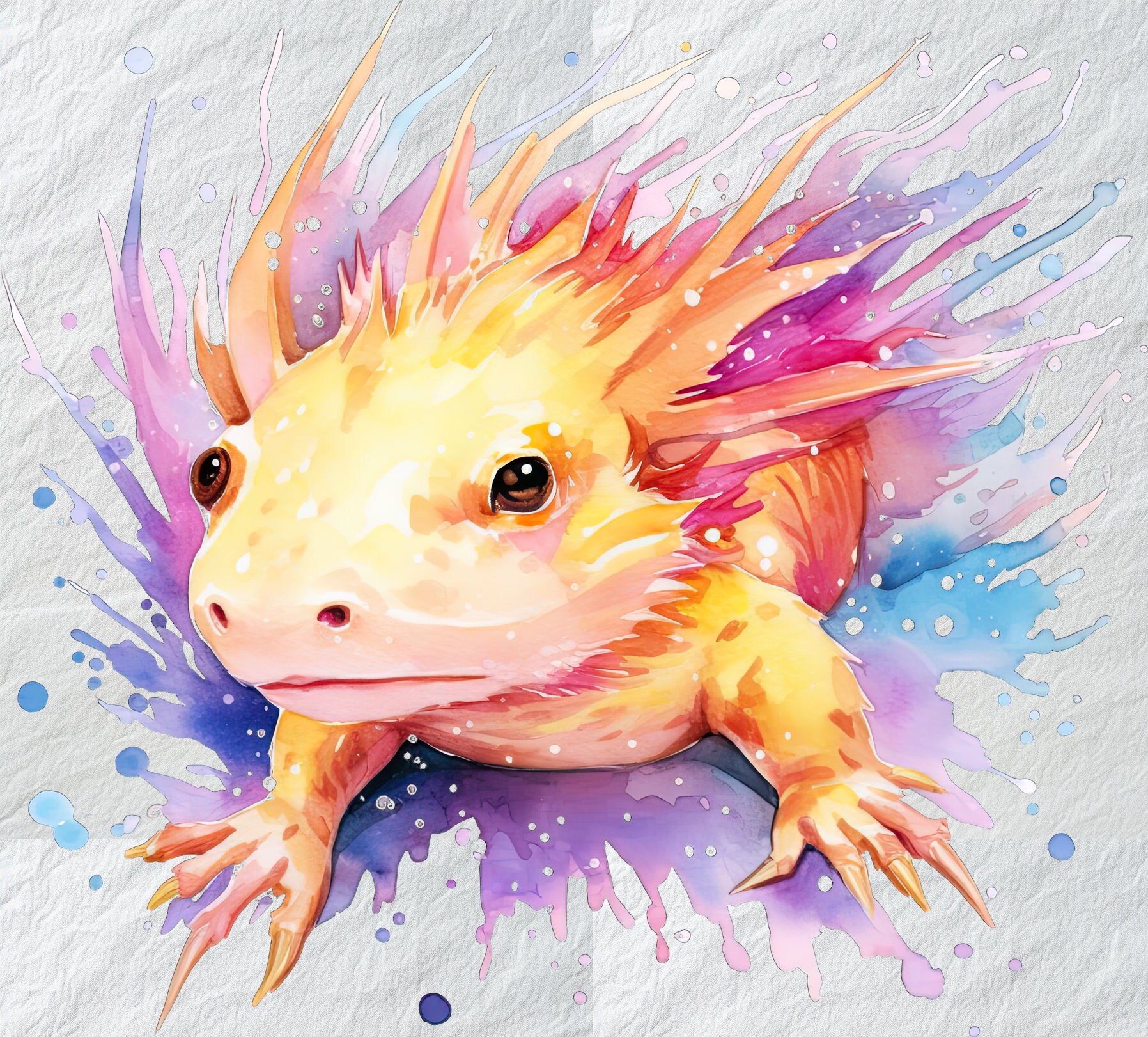 Axolotl Clipart, Axolotl Wonderland Art Print,whimsical Axolotl ...