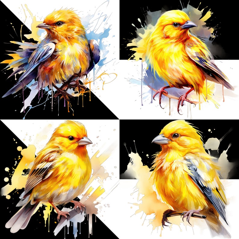 Canary's Melodic Lightning,bird Wall Art,nature Canary Art,melodic ...