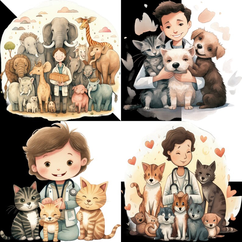 Warm-hearted Veterinarian Clipart, Compassionate Animal Doctor ...