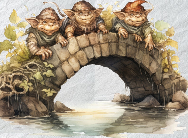 Troll Bridge Clipart, Enchanted Troll Bridge, Fantasy Creature Clipart ...