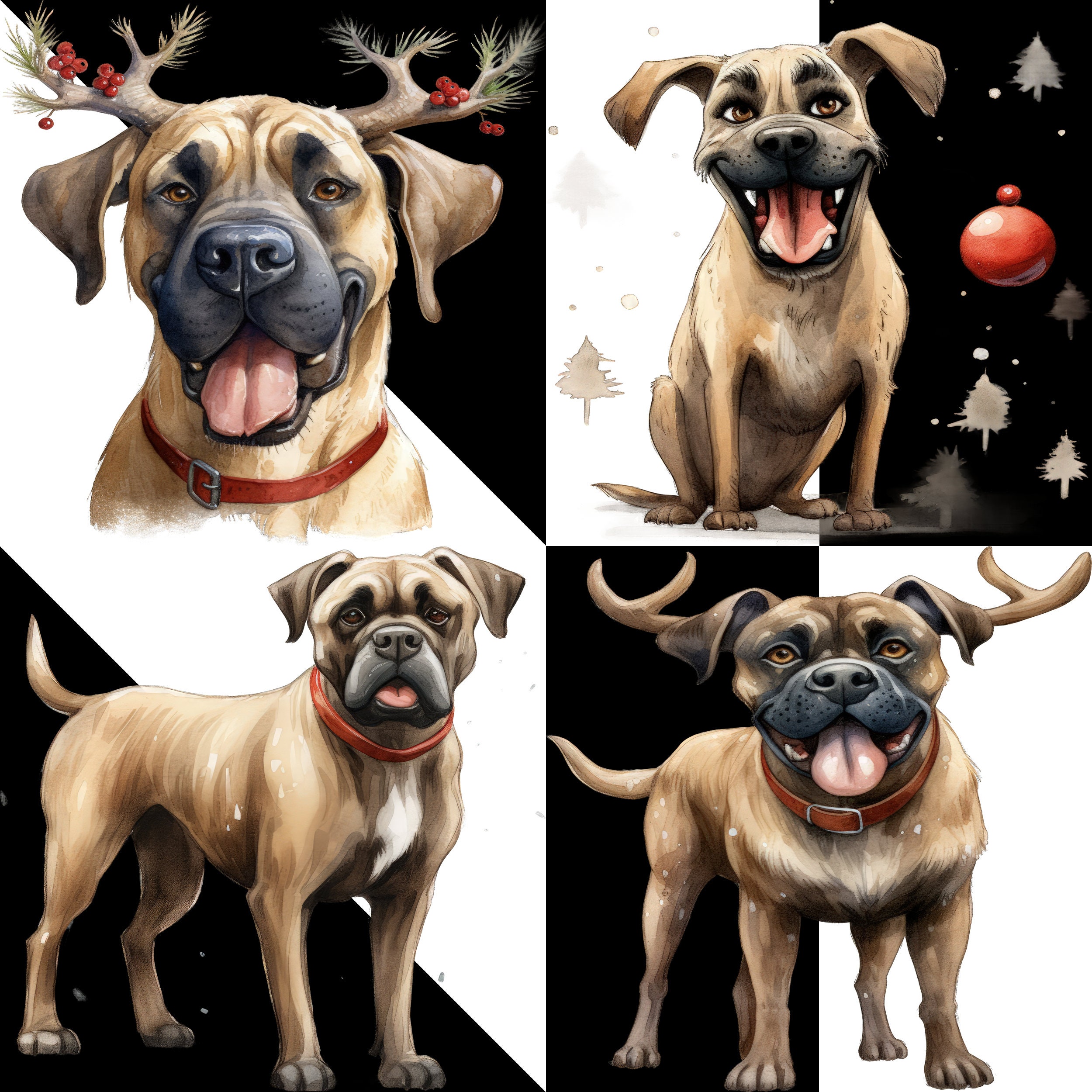 Cheerful Mastiff Clipart, Happy Dog Clip Art, Joyful Mastiff Graphics ...
