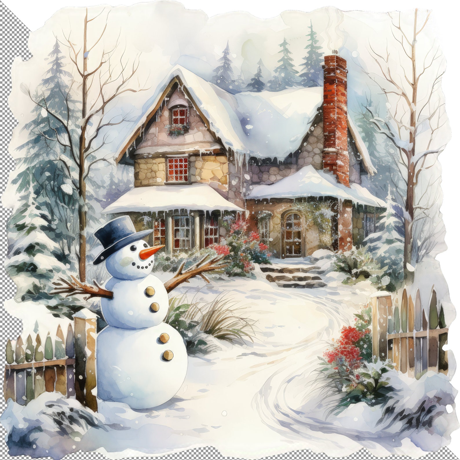 Snowman's Meadow Home Clipart, Frosty Snowman Meadow Clip Art,cozy ...