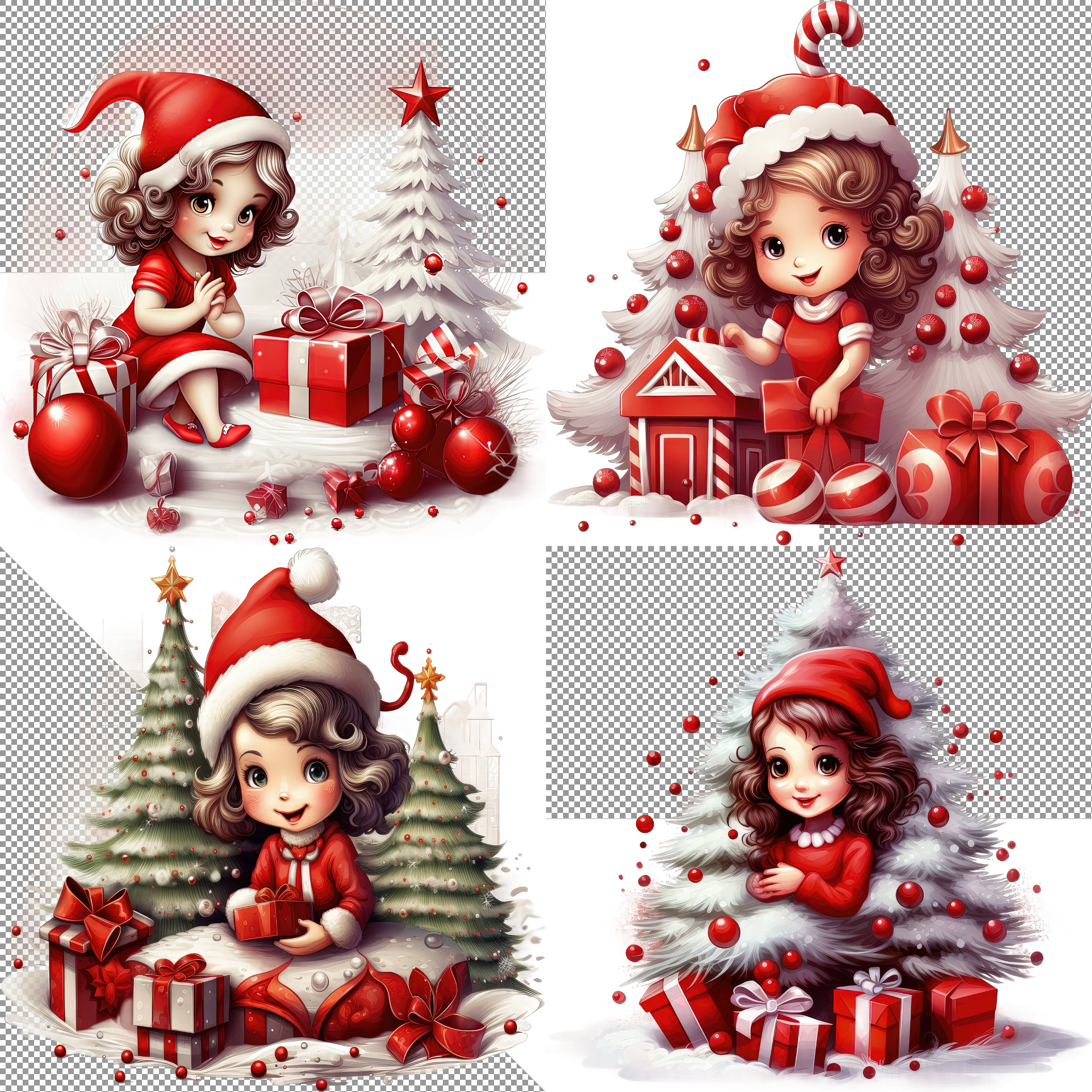 Red Christmas Girl Clipart, Classic Christmas Clipart, Picture for ...