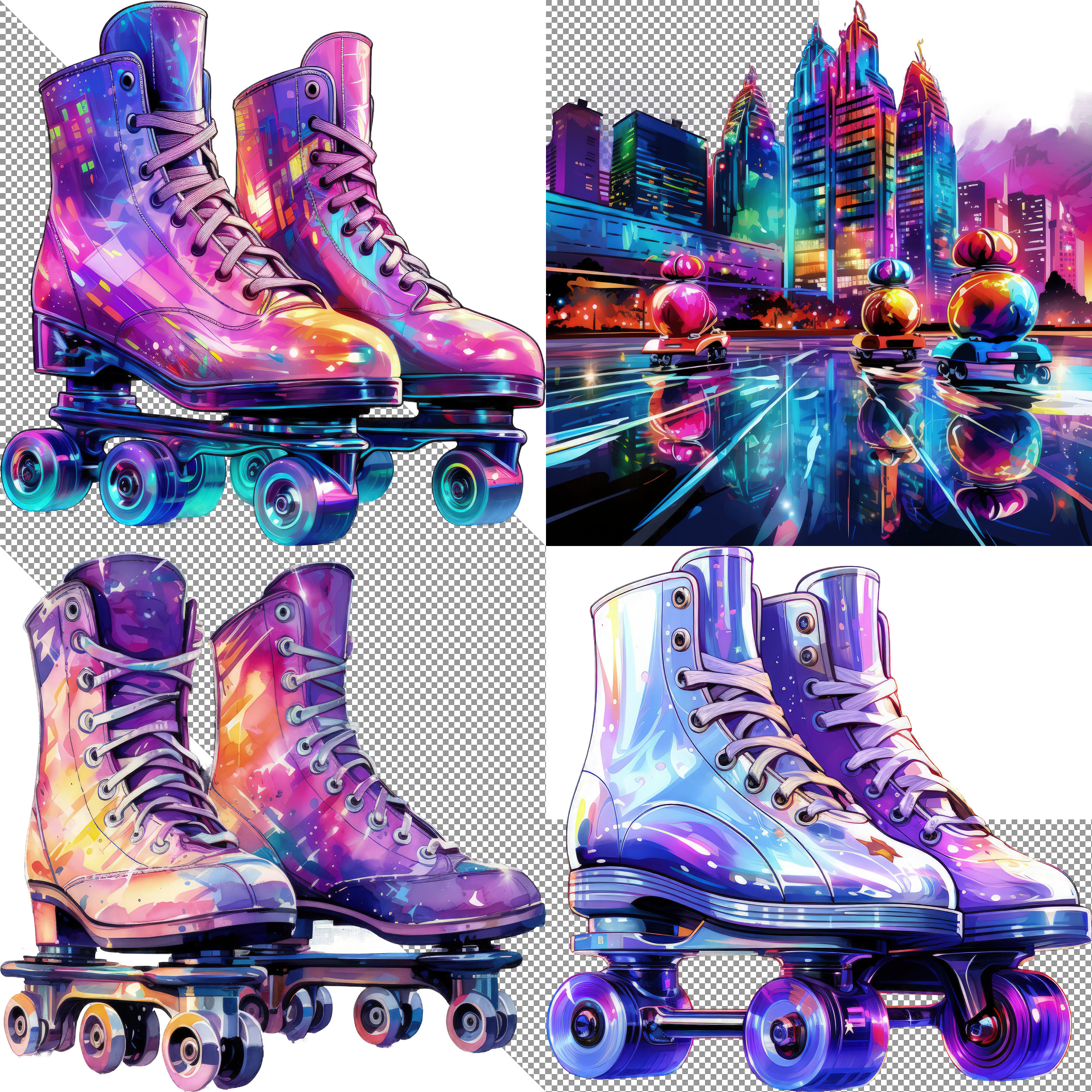 Roller Skating Rink Clipart,retro Roller Skates Clipart Set - Vintage ...