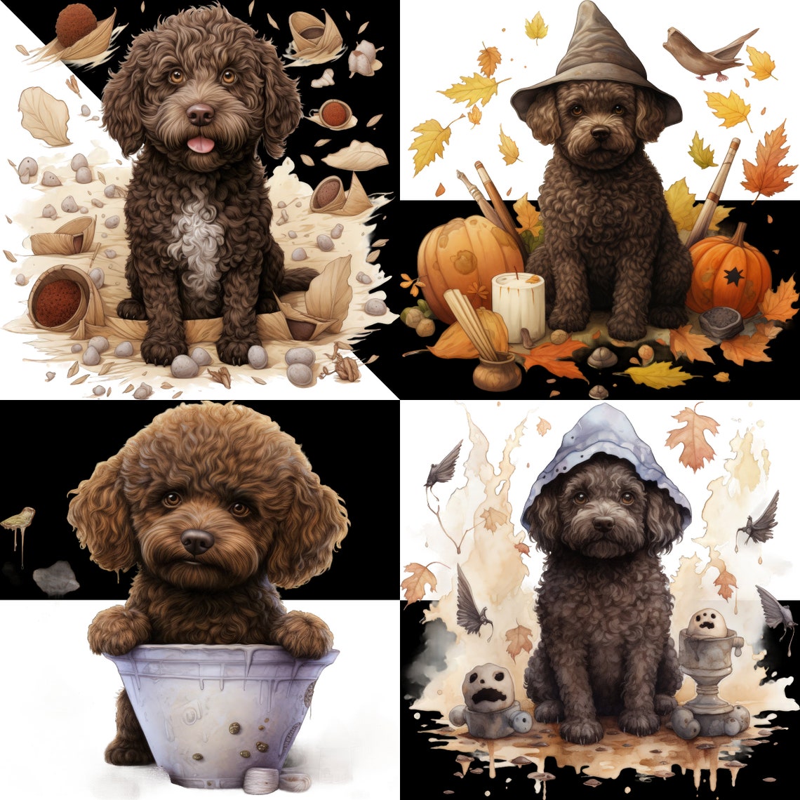 Spooky Lagotto Romagnolo Clipart Halloween Dog Clip Art - Etsy