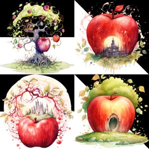 Enchanted Apple Whimsical Watercolor Illustration PNG Clipart,enchanted ...