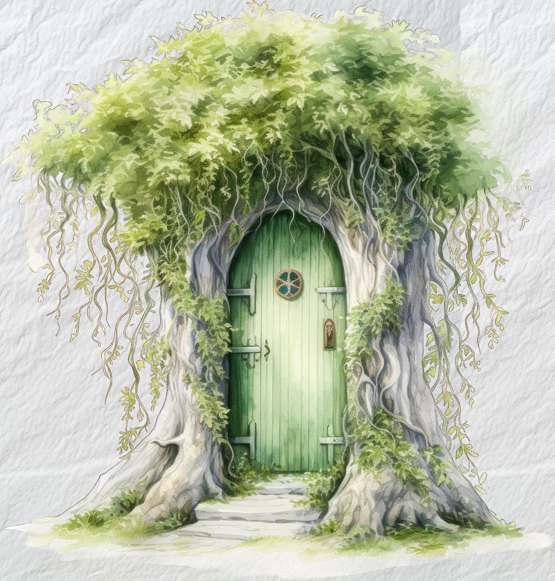 Enigmatic Base Tree Door Art Print, Mystical Nature Decor, Mystical ...