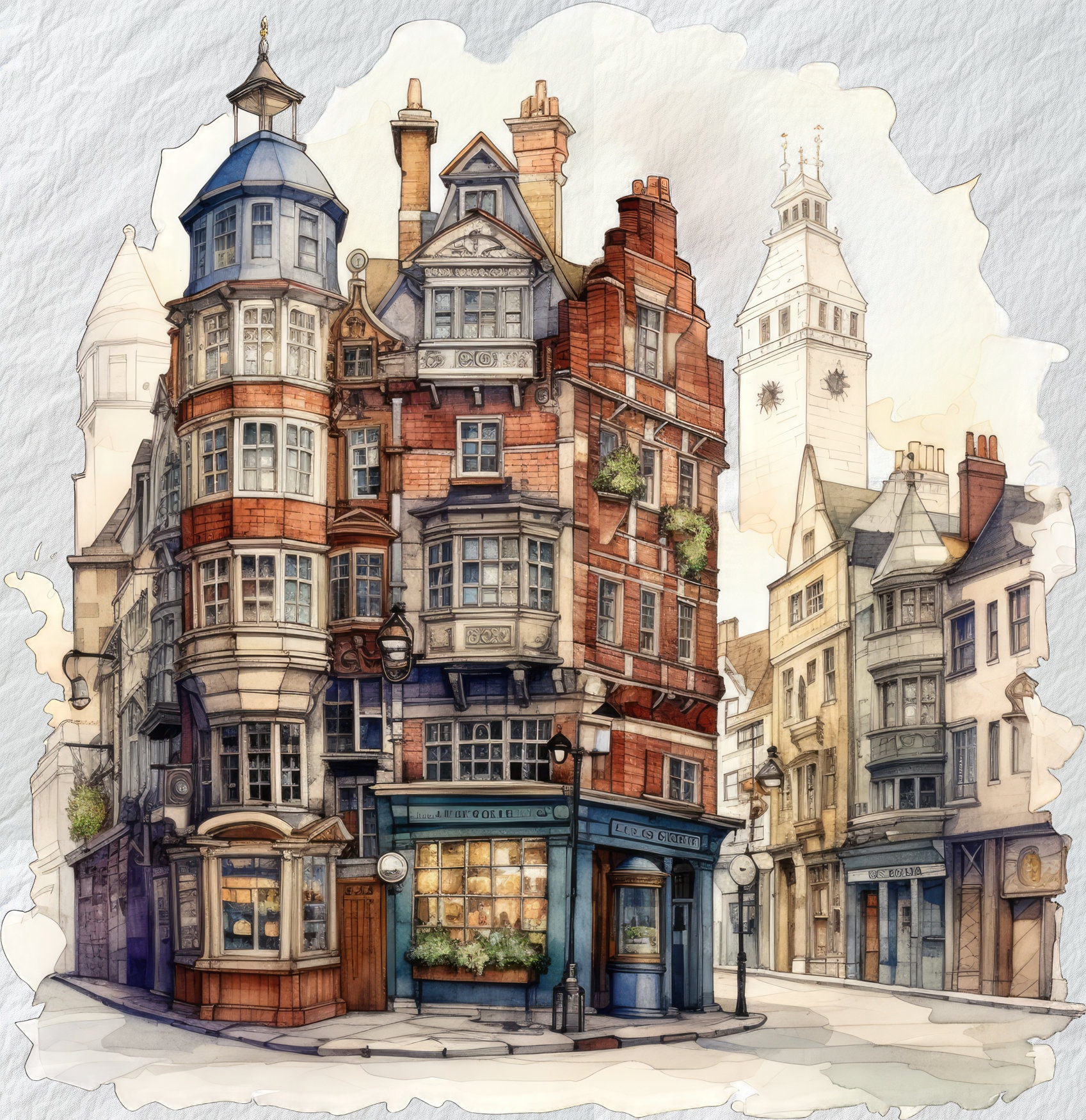 Victorian London Whimsical Watercolour Illustration,historical Decor ...