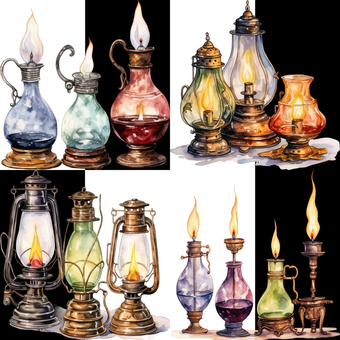 Vantage Oil Lamps Watercolor PNG Clipart, Classic Oil Lamp PNG Clipart ...