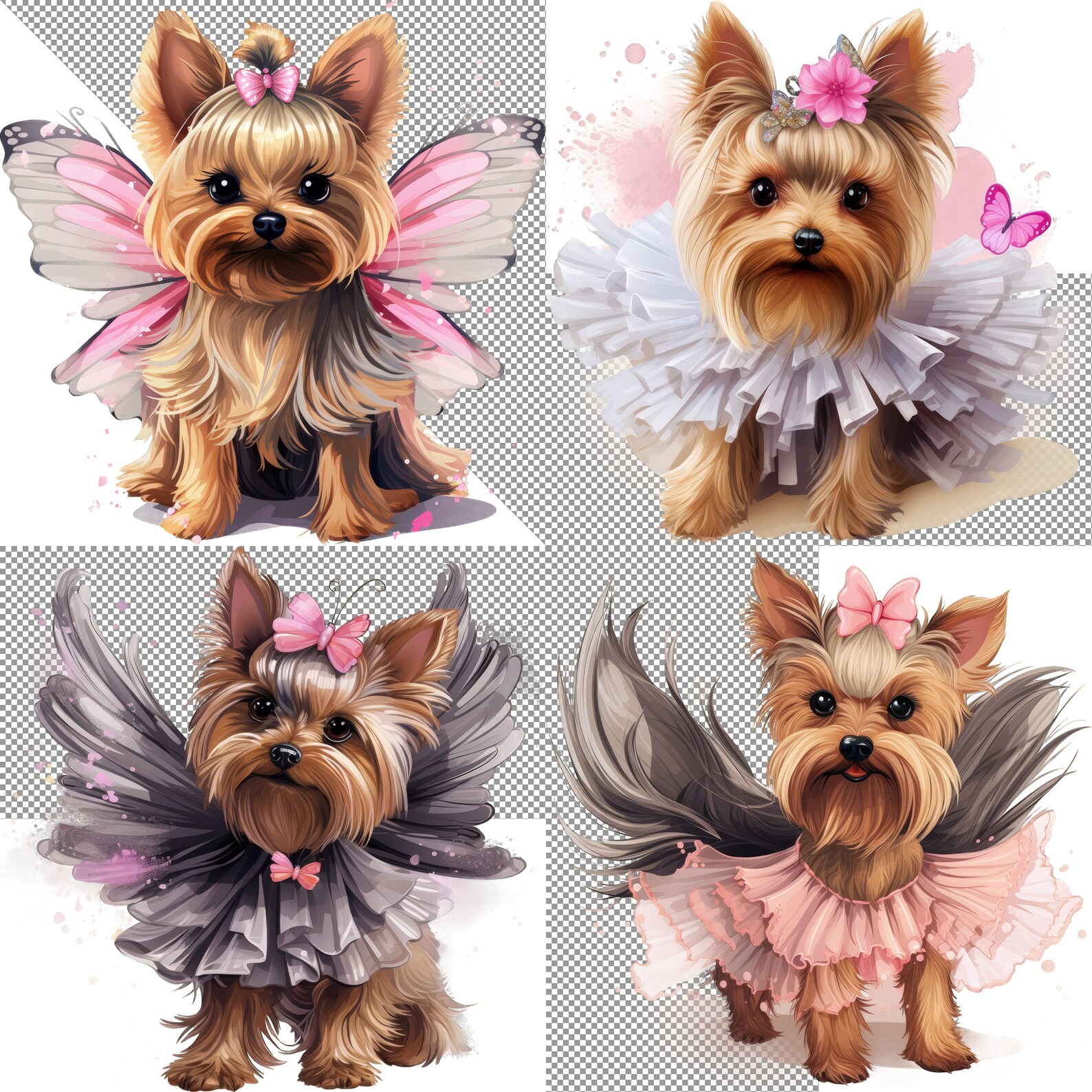 Fairy Yorkshire Terrier Clipart, Digital Fairy Terrier Art, Yorkie ...