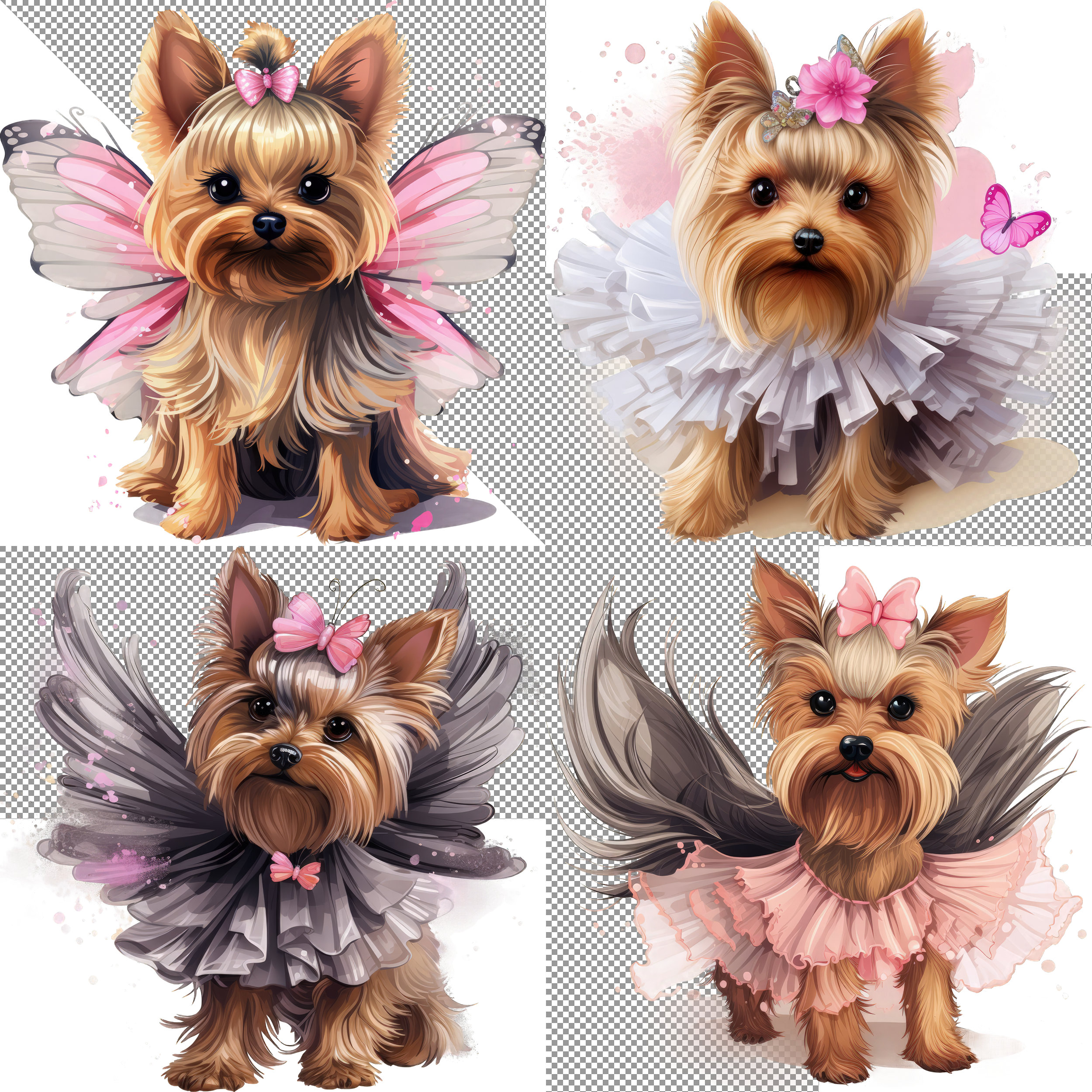Fairy Yorkshire Terrier Clipart, Digital Fairy Terrier Art, Yorkie ...
