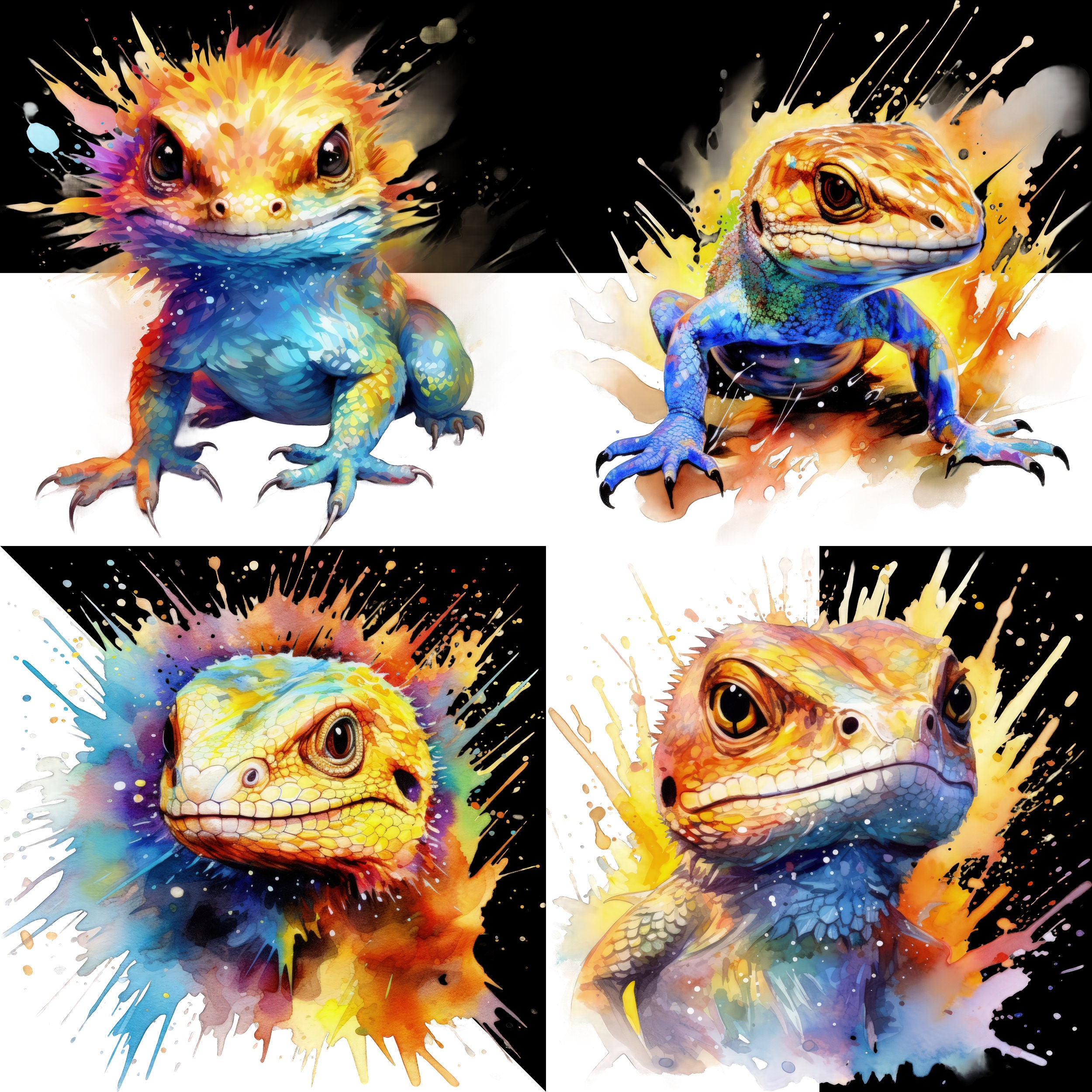 Newt's Electrifying Portrait,electrifying Newt Wildlife Painting,newt's ...