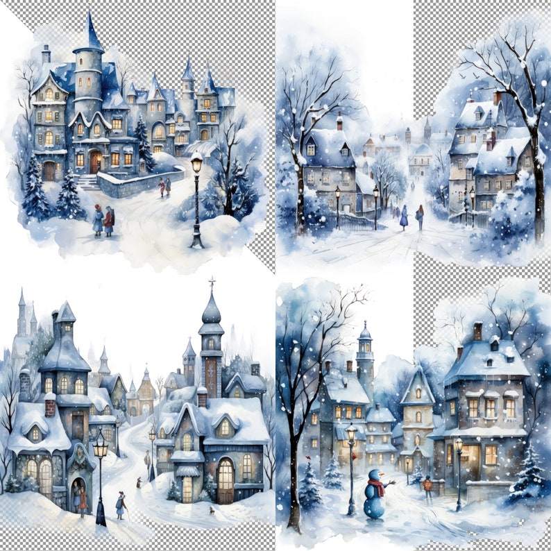 Frosted Fairytale Village, Winter Festive Clipart Collection,fairytale ...