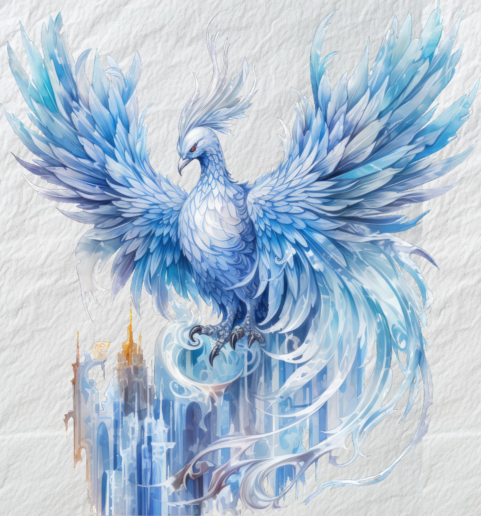 Ice Phoenix Art, Mystical Ice Phoenix Canvas Art,frozen Phoenix ...