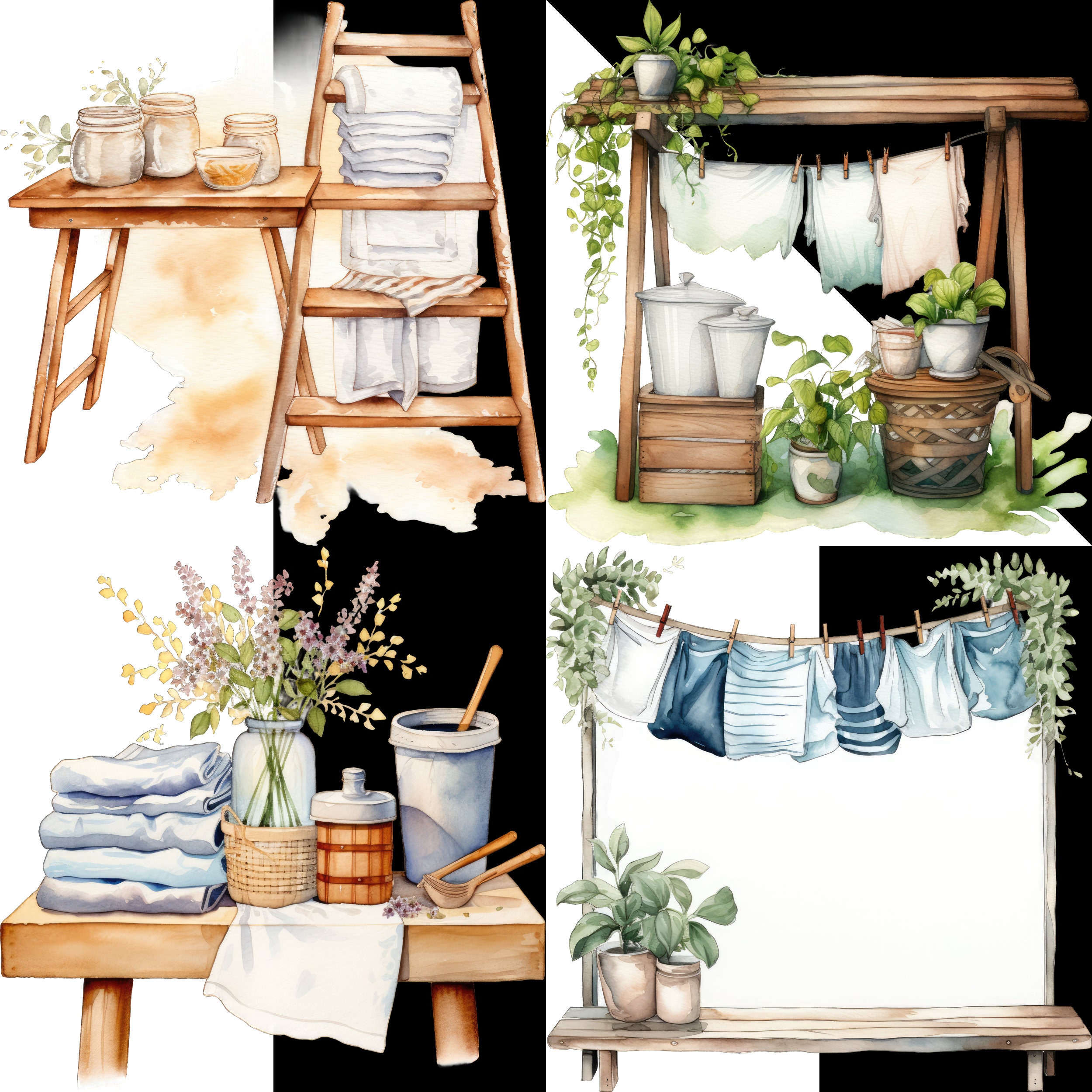 Vantage Wash Boards Watercolor PNG Clipart,vintage Laundry Art, Vantage ...