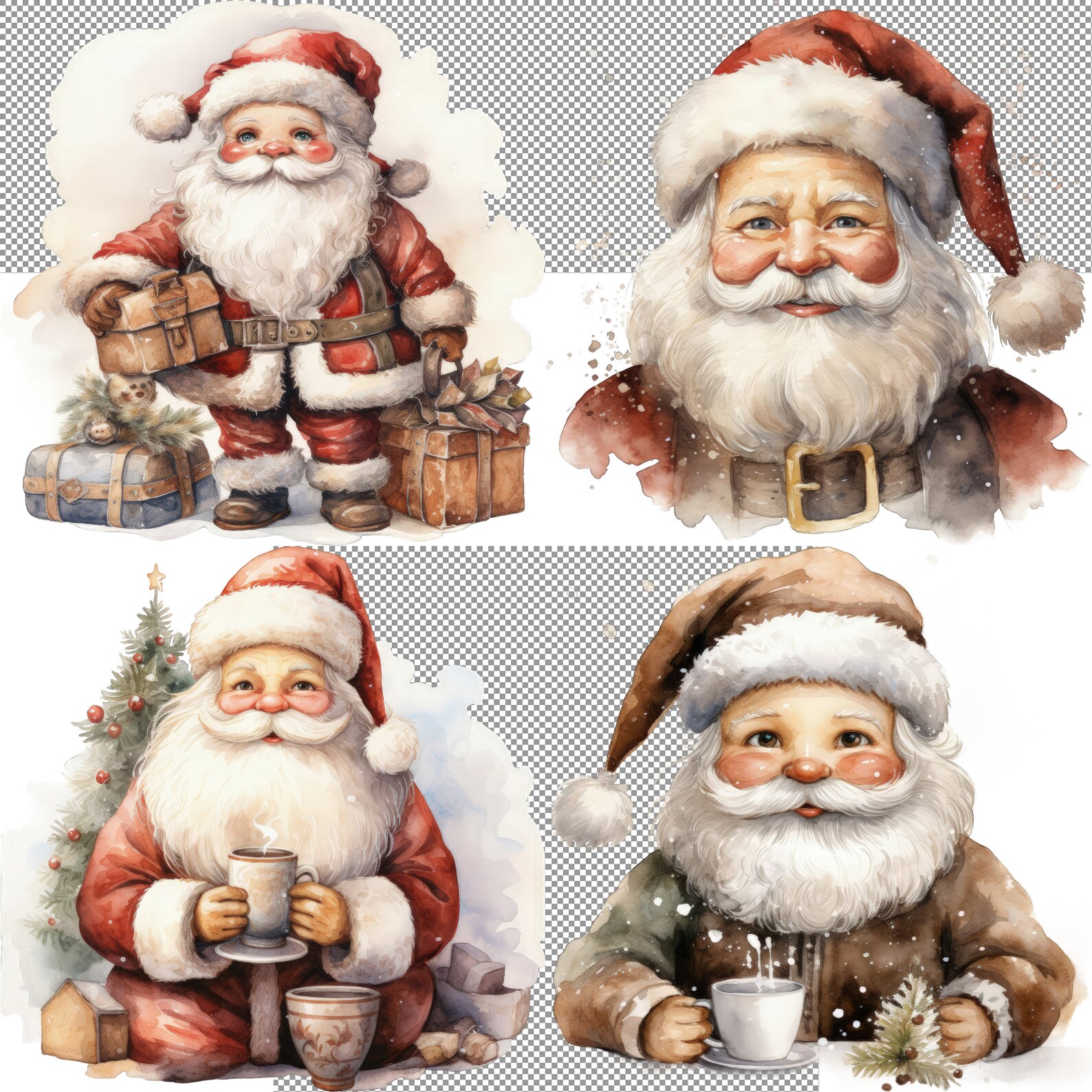 Christmas Santa Claus Clipart Cozy Colors Clipart Merry - Etsy