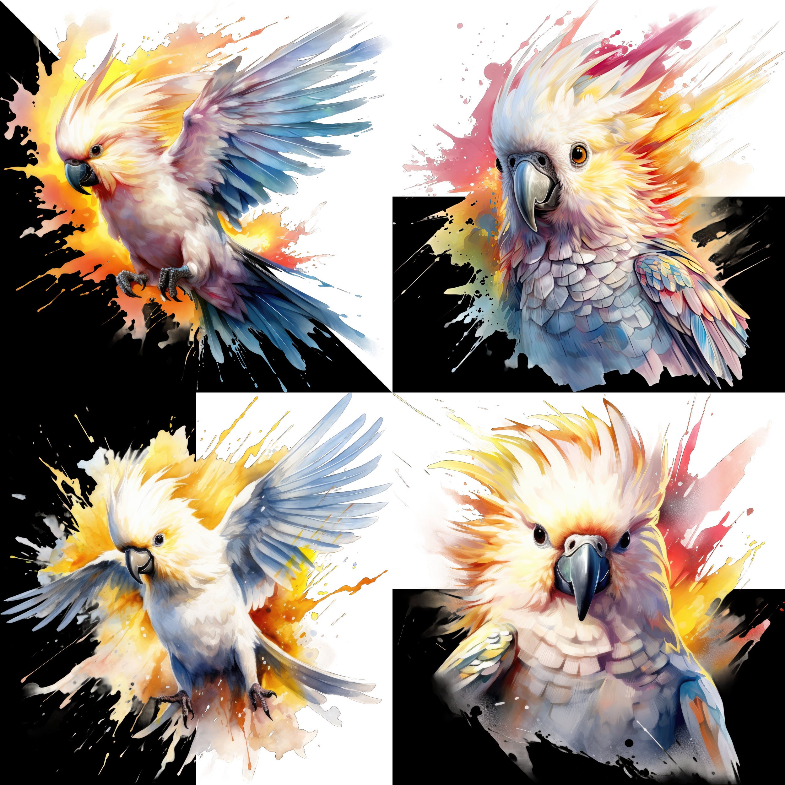 Cockatoo's Radiant Plumage, Exotic Bird Wall Art, Colorful Feathers of ...